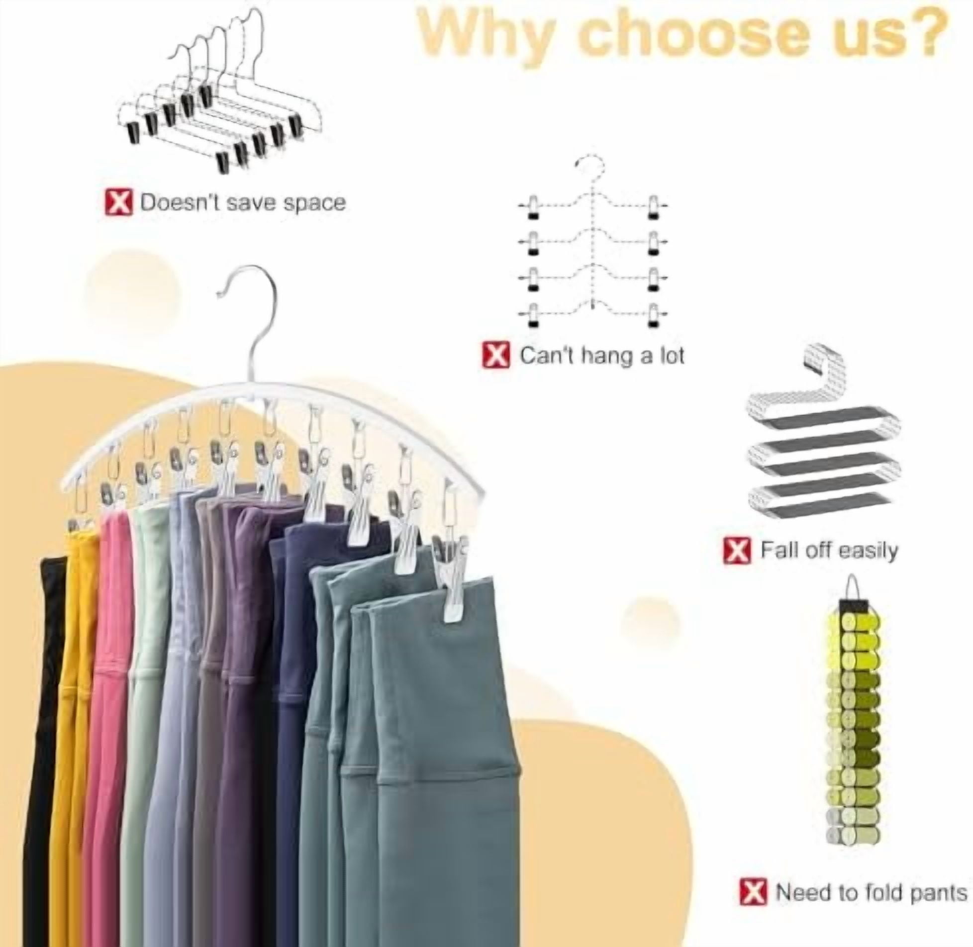 Legging Organizer for Closet, Metal Yoga Pants Hanger w/Rubber Coated 1 ...