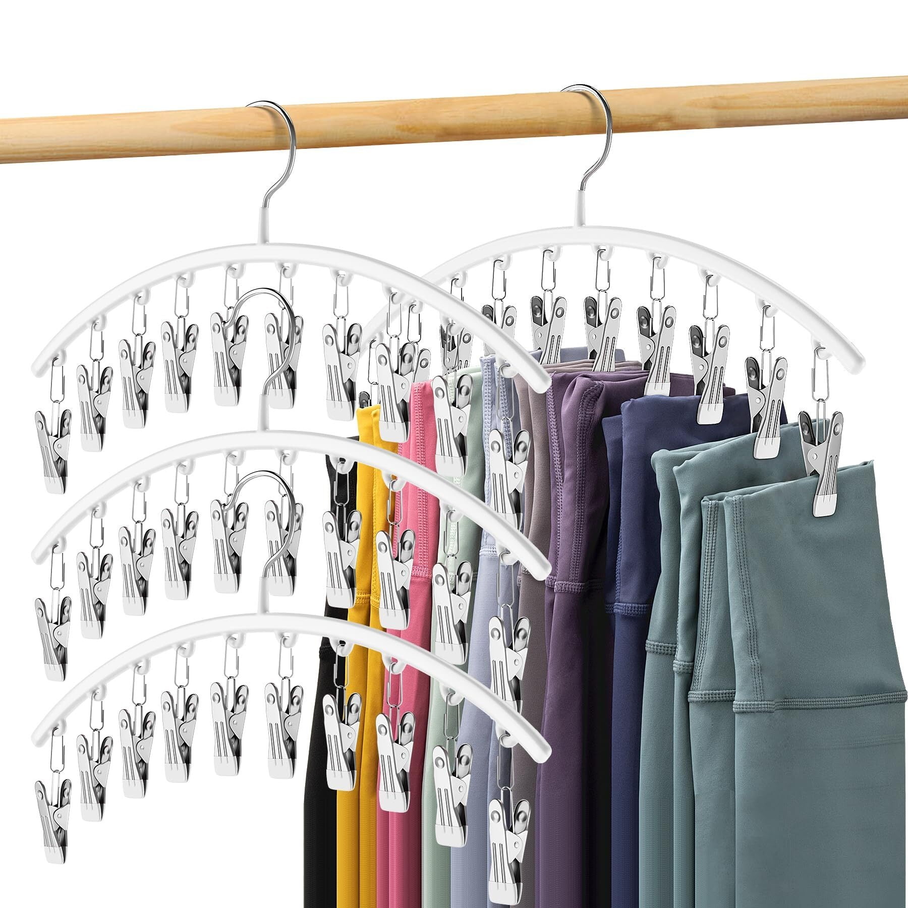 Legging Organizer for Closet, Metal Yoga Pants Hanger w/Rubber Coated 2 ...