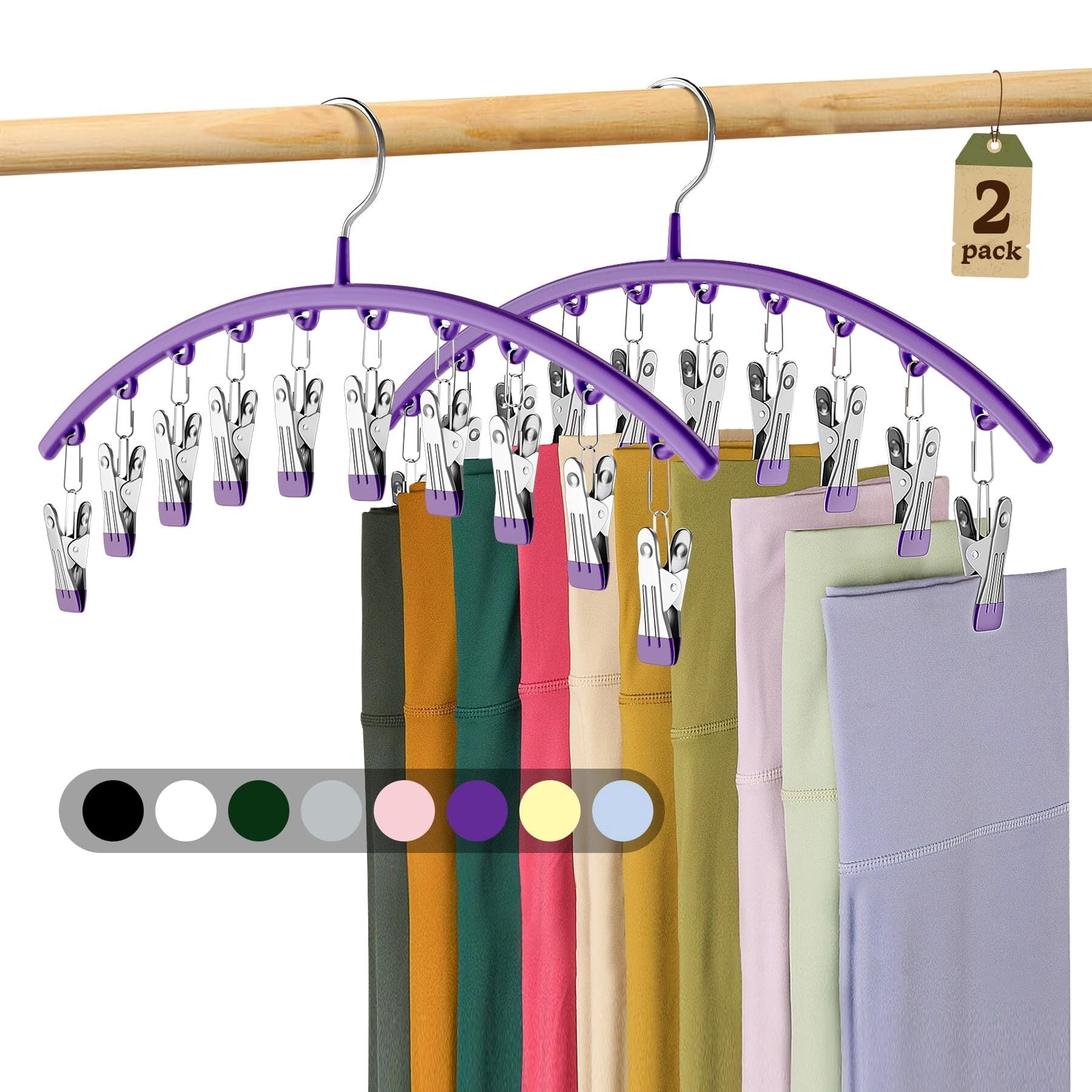 Legging Organizer for Closet, Metal Yoga Pants Hanger w/Rubber Coated 2 ...