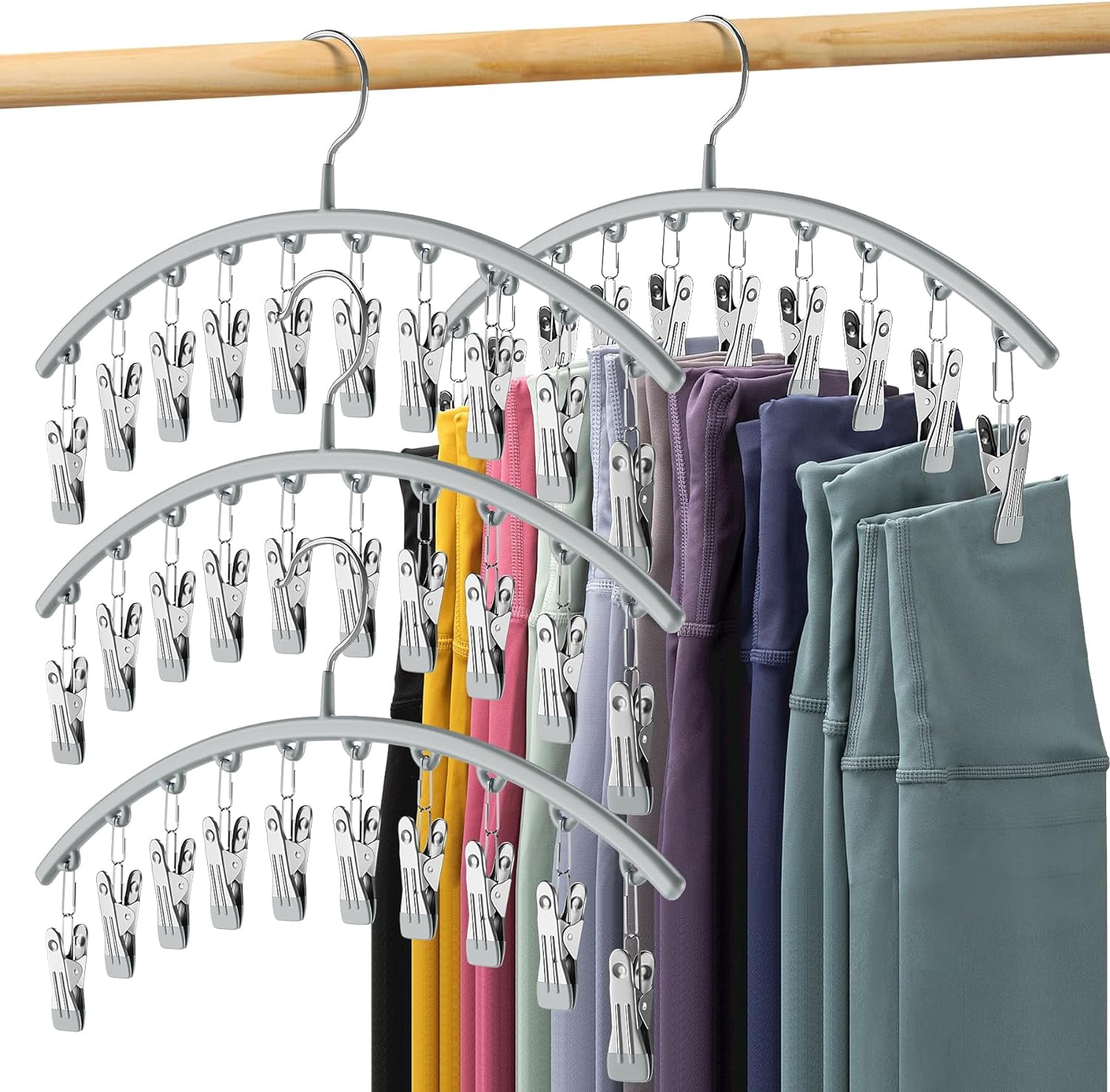Legging Organizer for Closet, Metal Yoga Pants Hanger w/Rubber Coated 2 ...