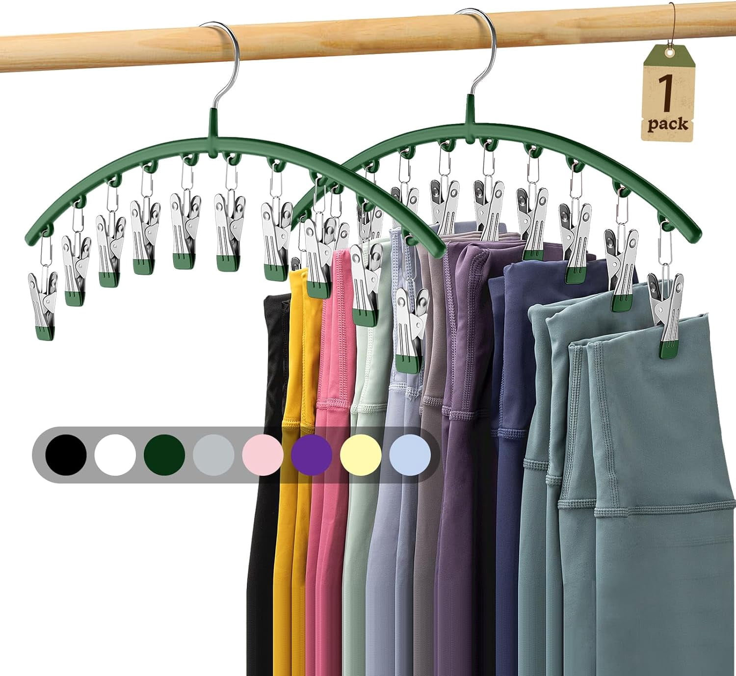 Legging Organizer for Closet, Metal Yoga Pants Hangers 1 Pack w/10 ...