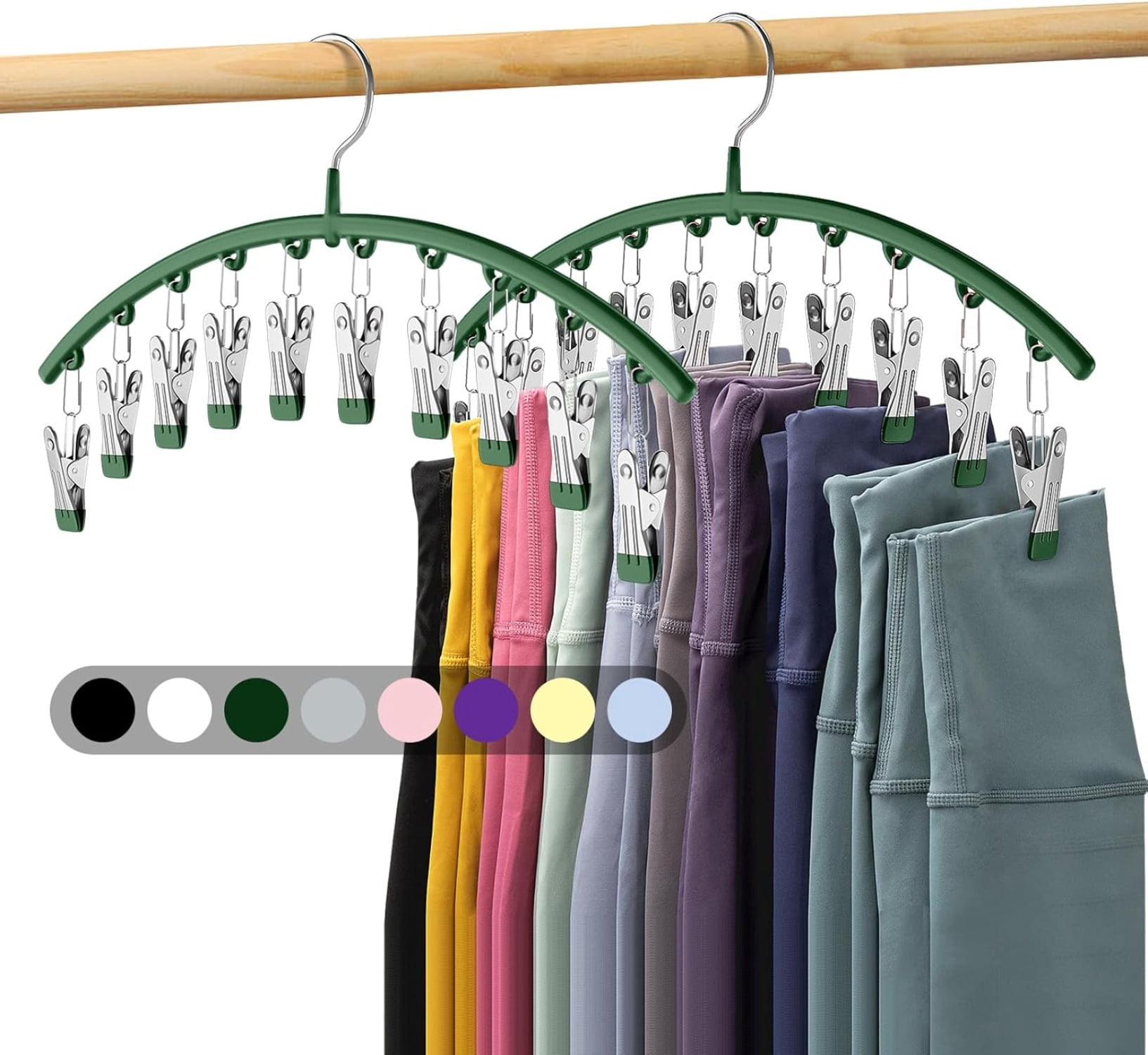 Legging Organizer for Closet, Metal Yoga Pants Hangers w/10 Clips Holds ...