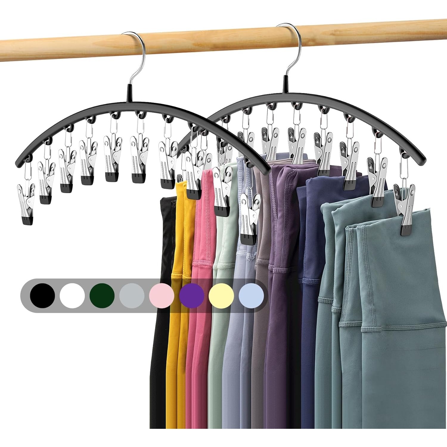 Legging Organizer for Closet, Metal Yoga Pants Hangers 2 Pack w/10 ...