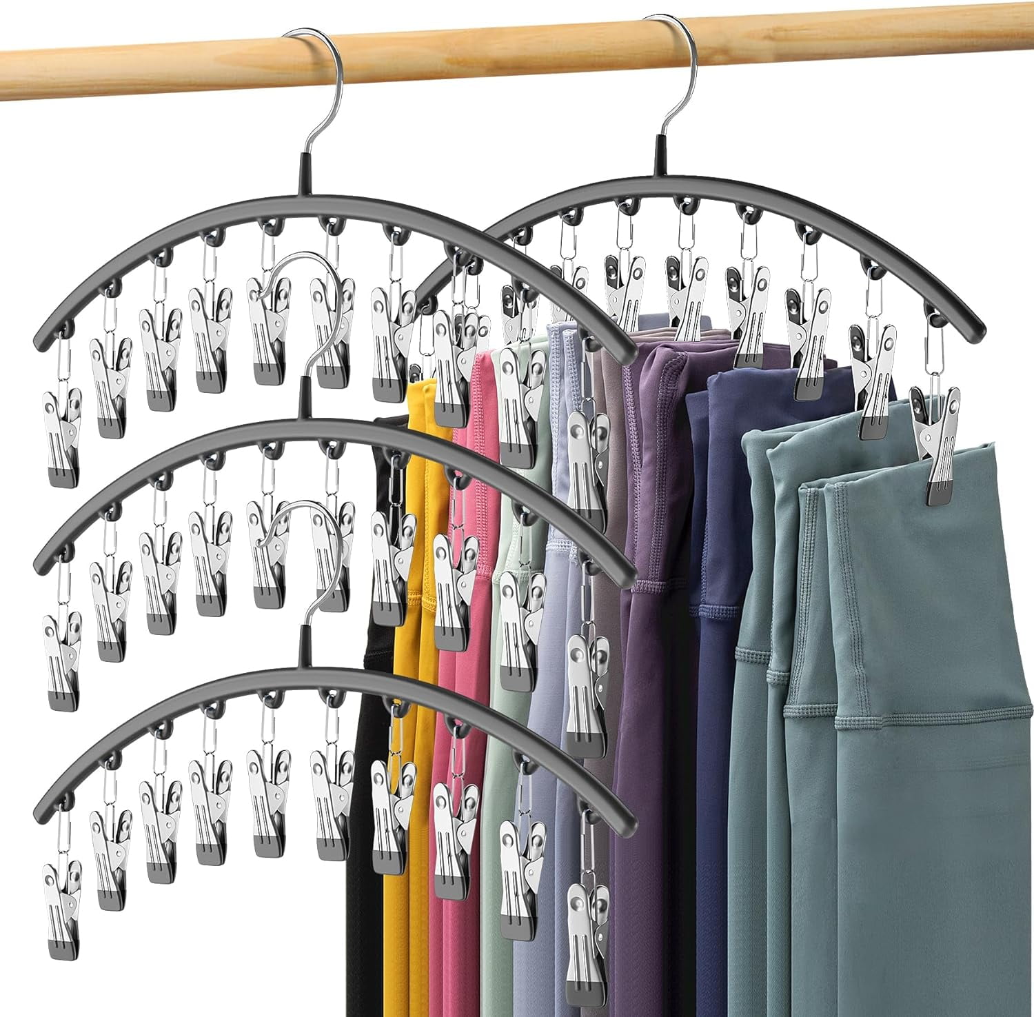 Legging Organizer for Closet, Metal Yoga Pants Hangers 2 Pack w/10 ...