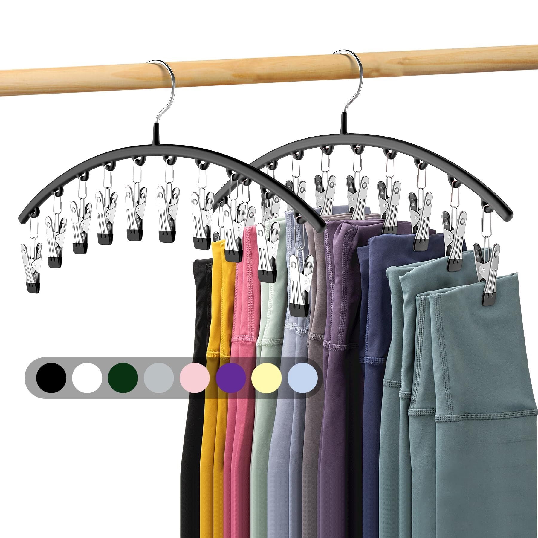 Legging Organizer for Closet, Metal Yoga Pants Hangers 2 Pack w/10 ...