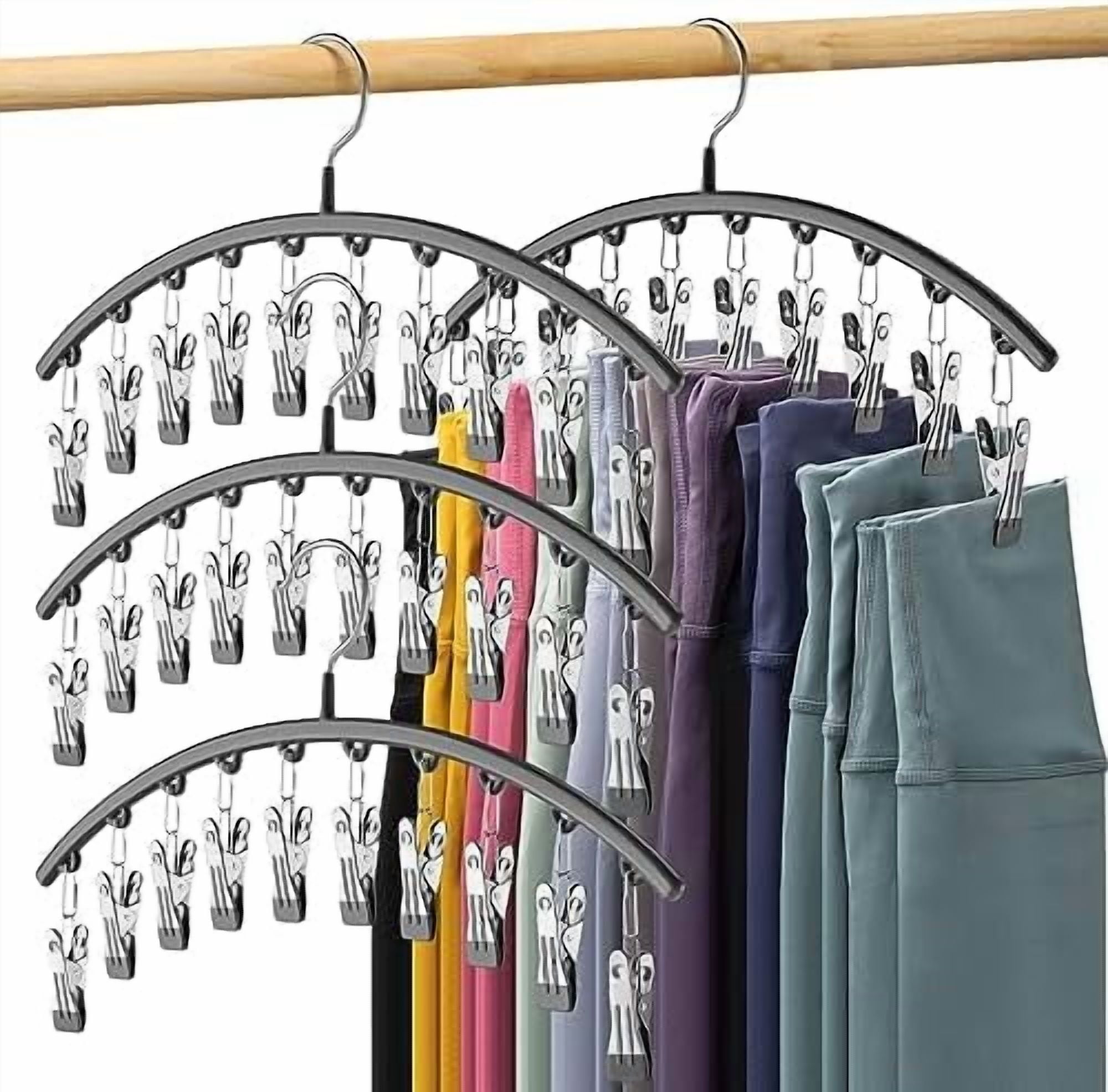 Legging Organizer for Closet, Metal Yoga Pants Hangers 4 Pack w/10 ...