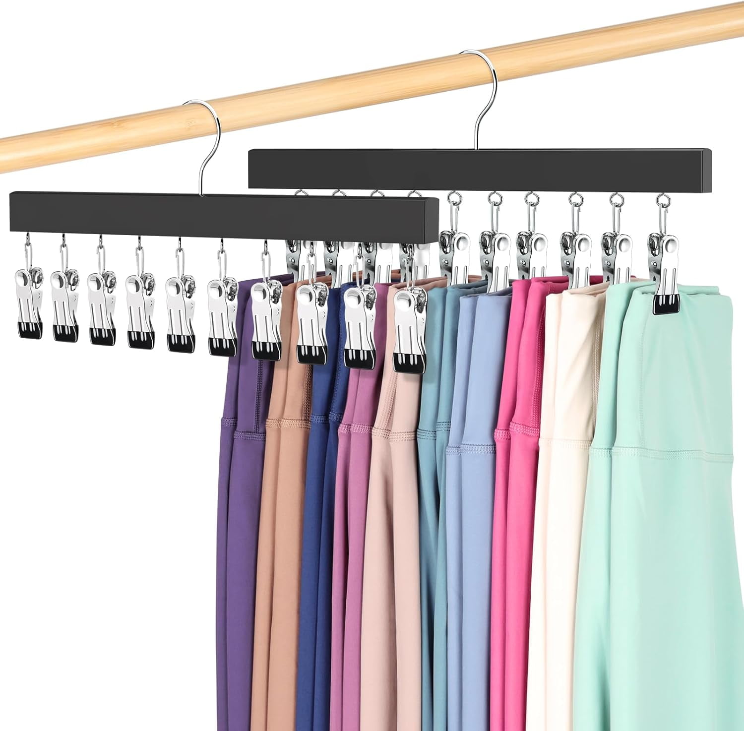 Legging Organizer for Closet, Pants Hangers with Clips Holds 20 ...