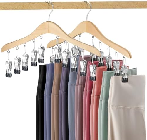 Legging Organizer for Closet, Wooden Yoga Pants Hangers 2 Pack with 10 ...