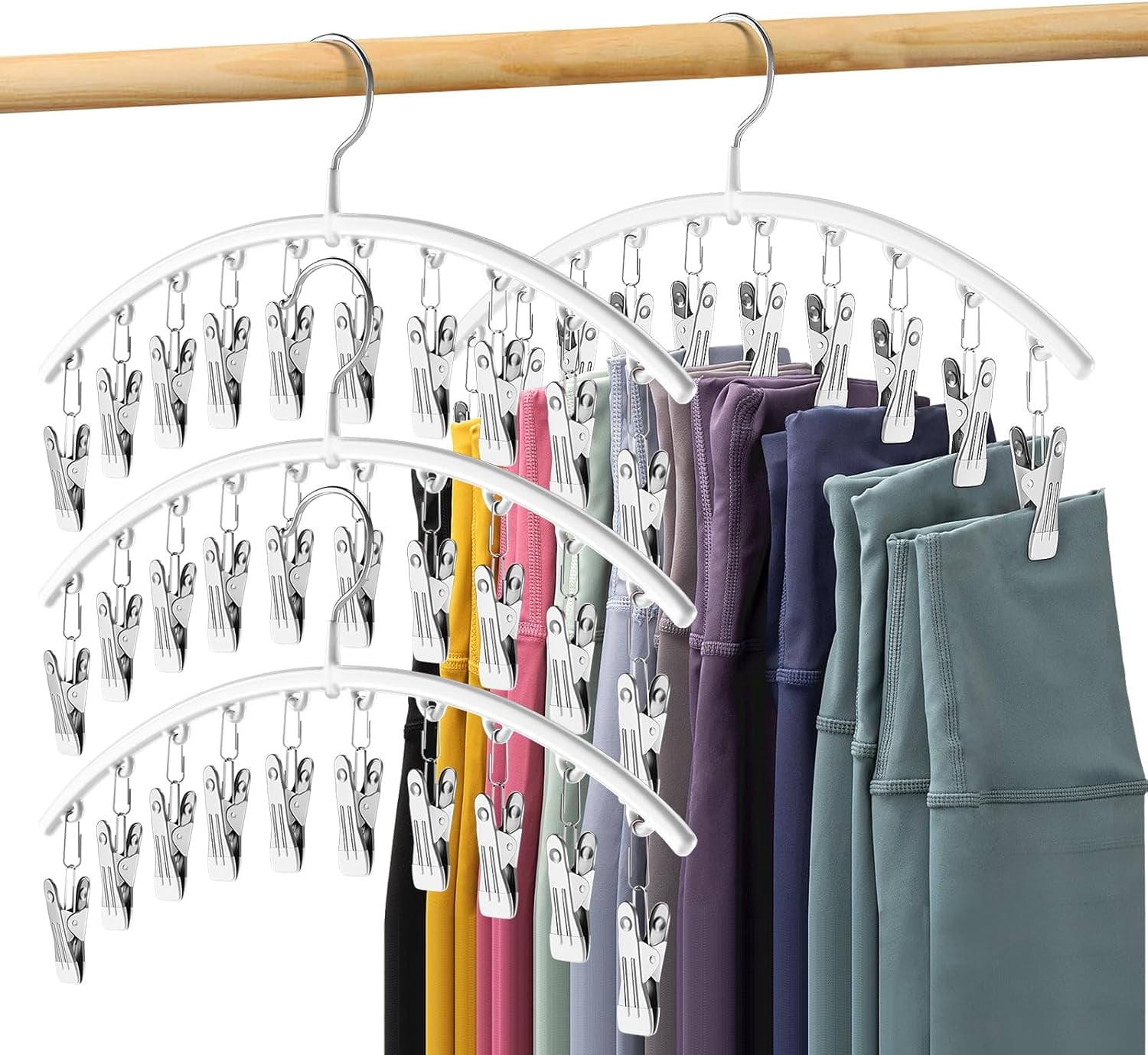 Legging Organizer for Closet, Yoga Pants Hanger w/Rubber Coated 4 w/10 ...