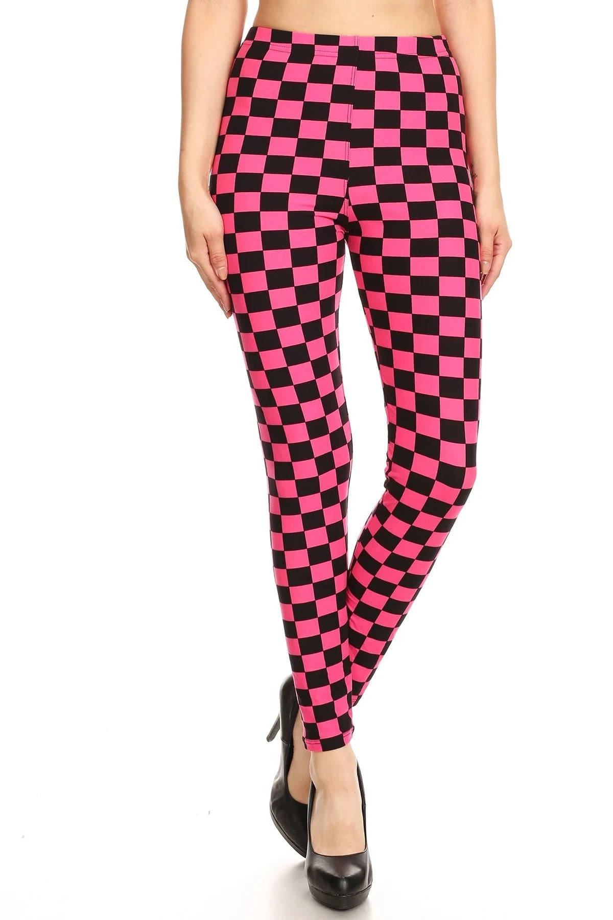Leggings Checkered Printed High Waisted Leggings In A Fitted Style ...