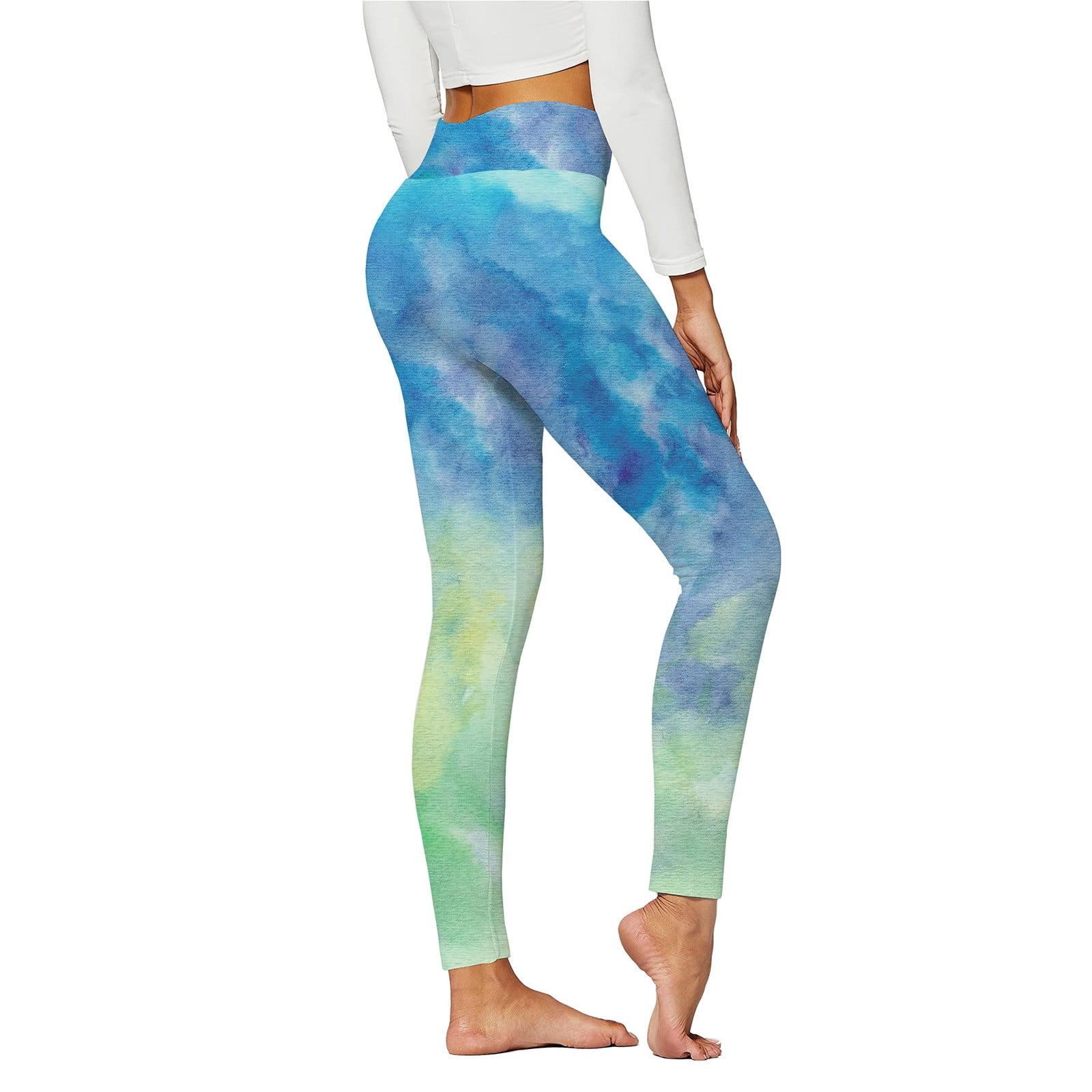 Leggings for Women Dqueduo Women Girls Leggings Skinny Gradient Color ...