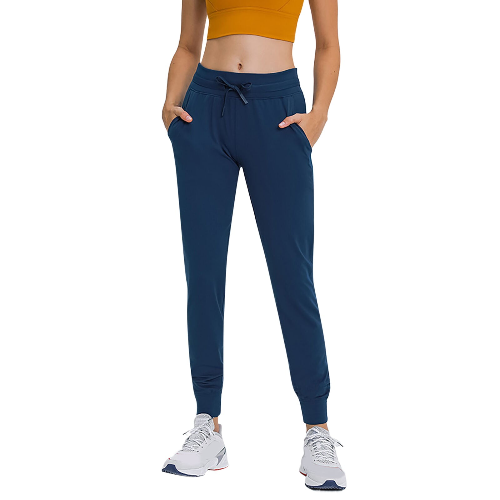 Leggings for Women Yoga High Waist Drawstring Elastic Solid Color ...