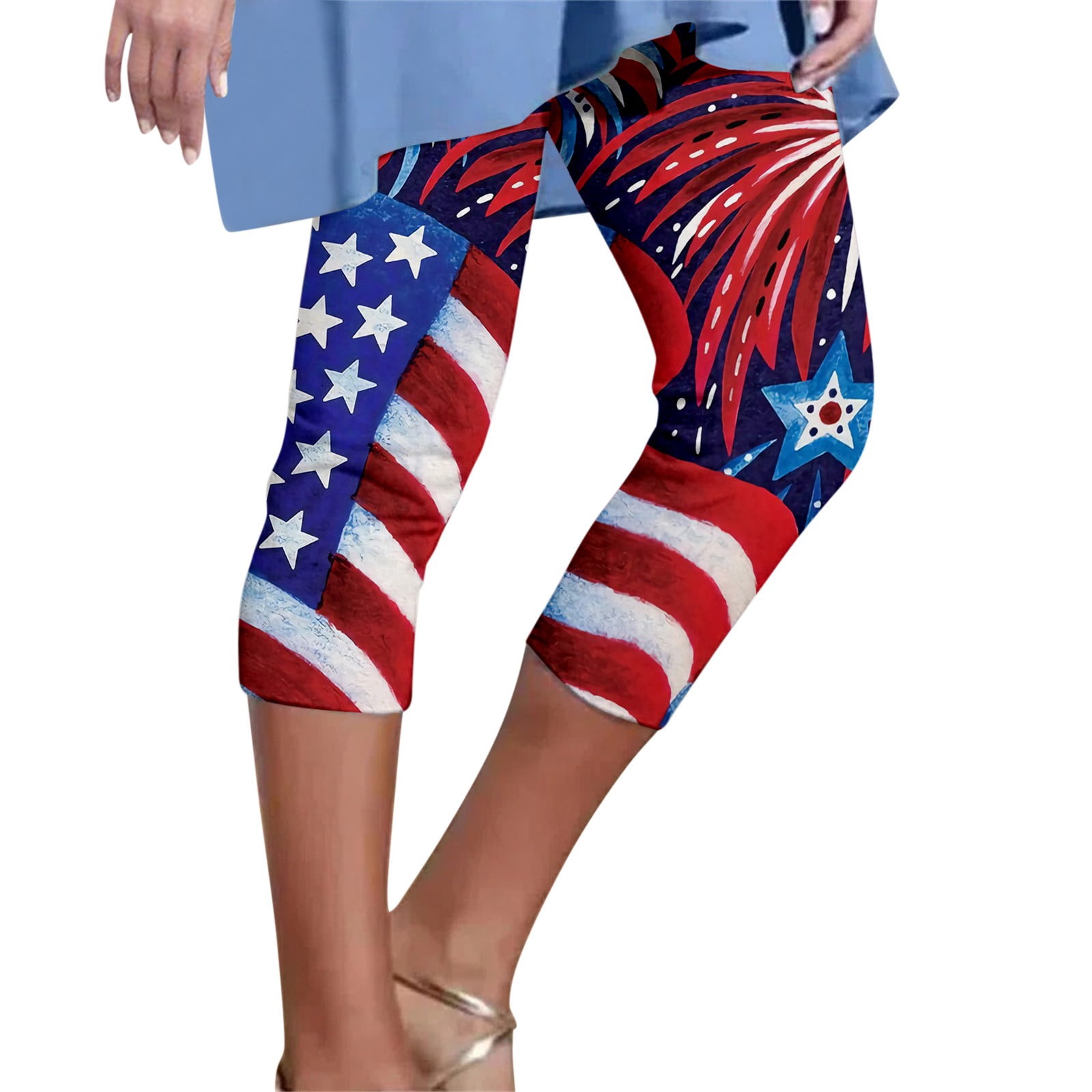 Leggings Womens Blend Stretch Pull On Capri High Waisted Print