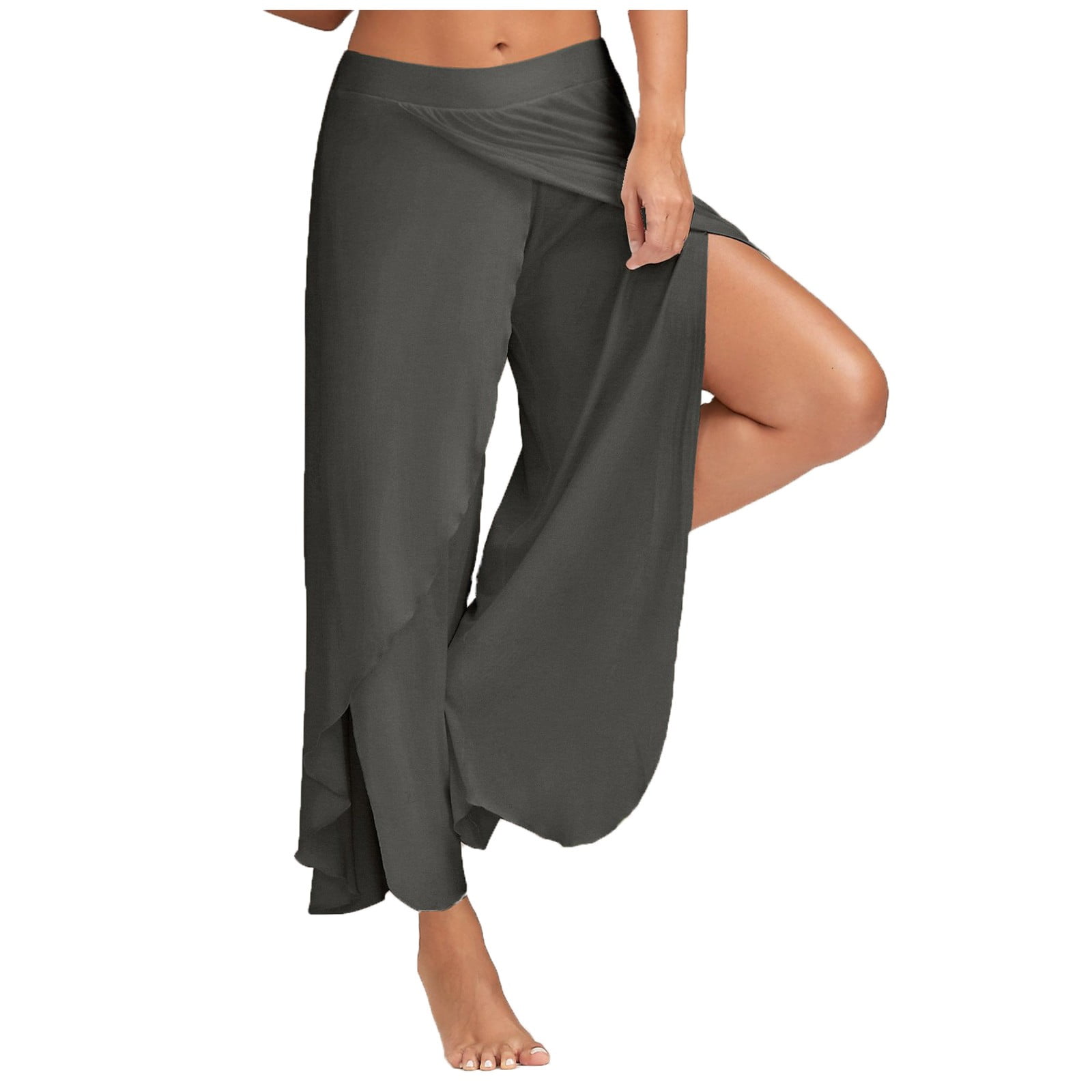 Leggings for Women Tummy Control Exercise Leisure Solid Color Split ...