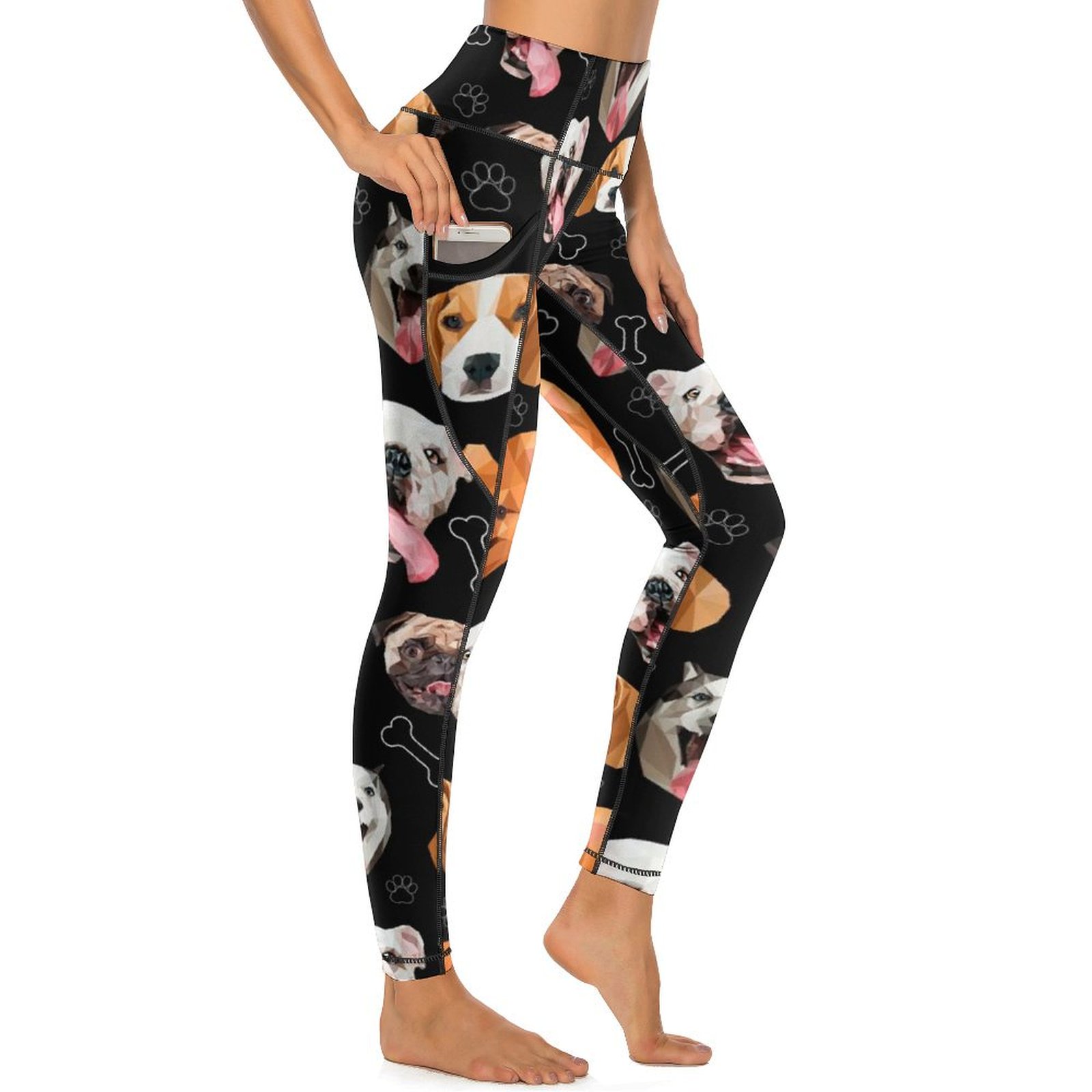 Leggings with Pockets for Women - Different Breeds Of Dogs High Waist ...