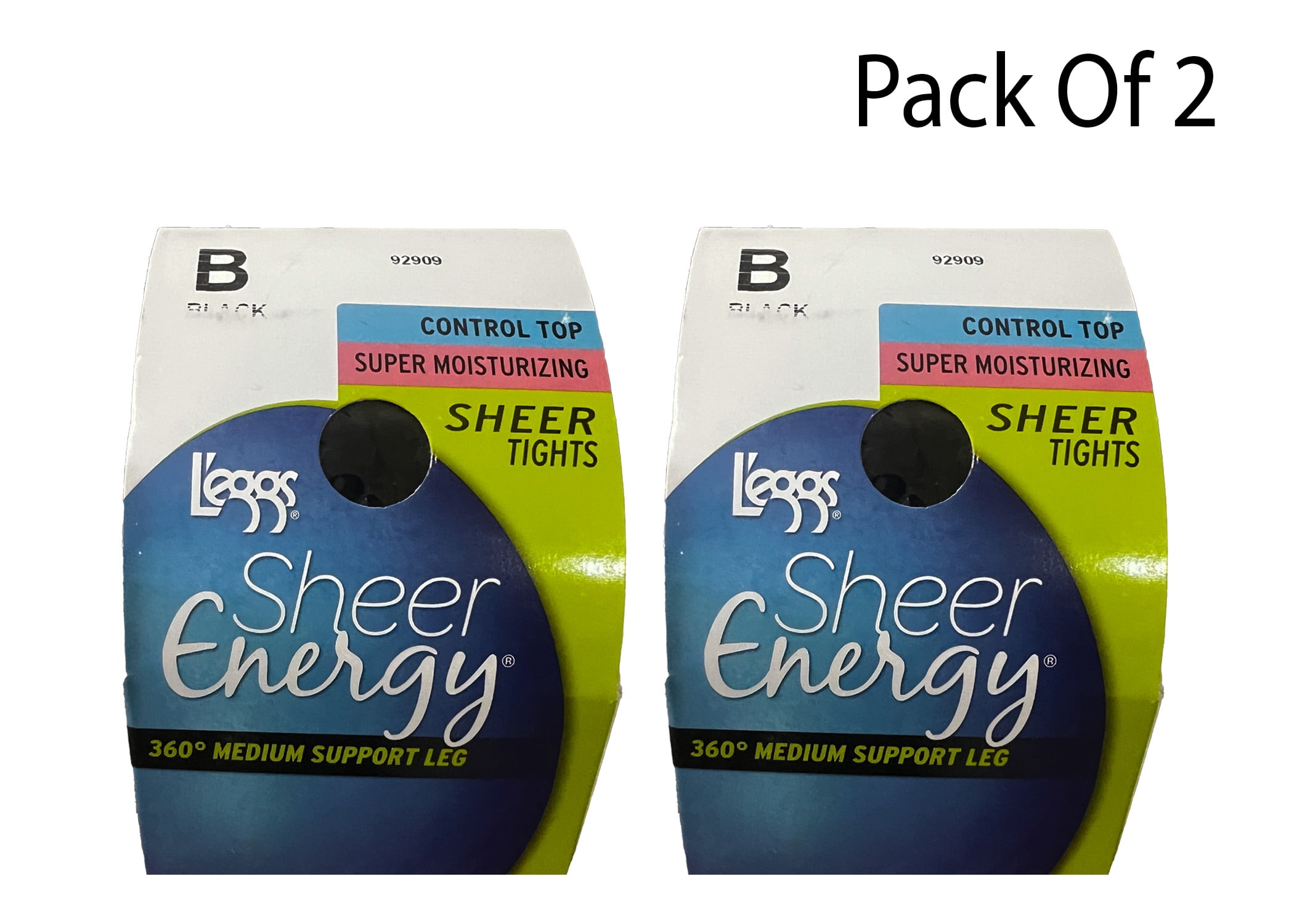 L'eggs Sheer Energy Control Top Sheer Tights, B, Black (2 Pack) - Walmart.com