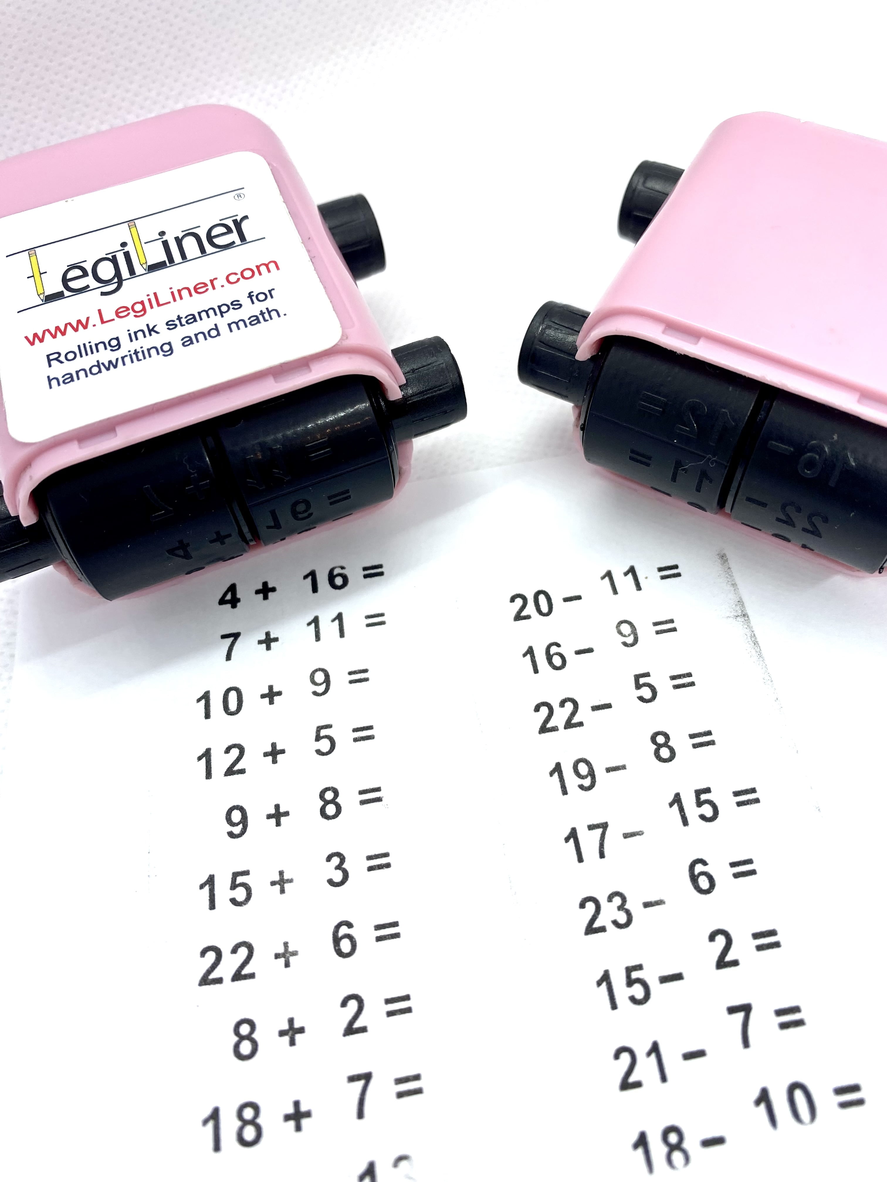 LegiLiner Math Equation Rolling, Refillable Teacher Stamp PINK Addition ...