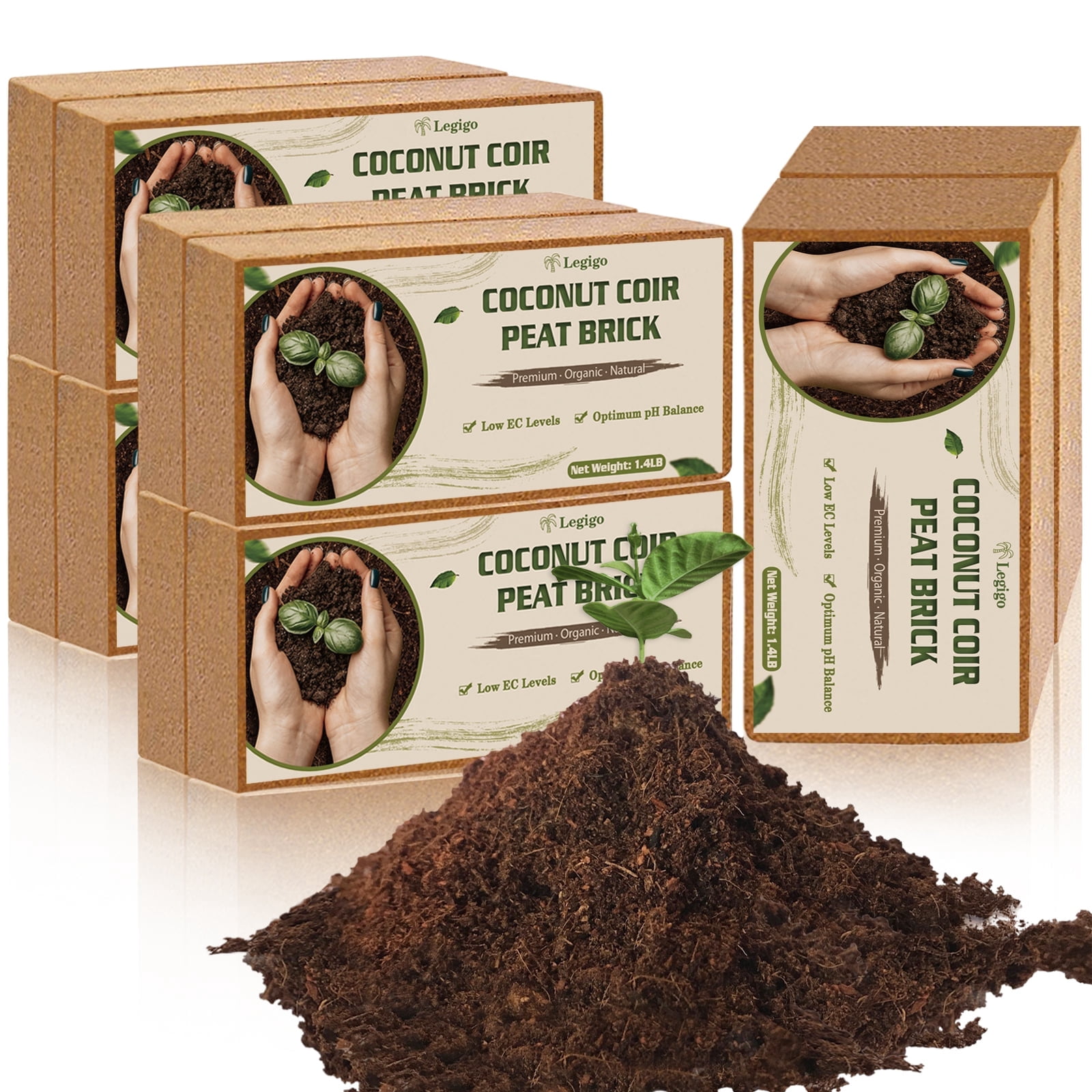 Legigo 10 Pack Premium Coco Coir Brick for Plants- 100% Organic ...