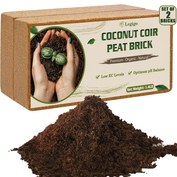 Qonioi Compressed Coconut Coir Brick, Organic Soil Substrate, Nutrient ...