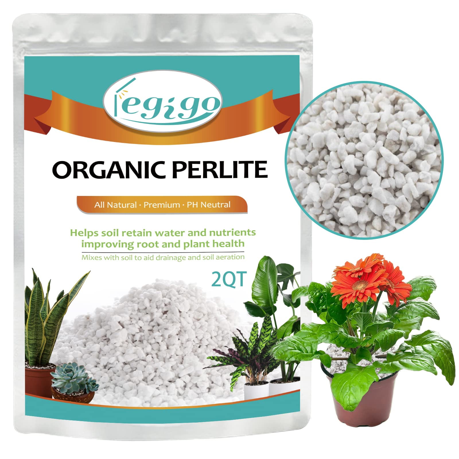 Legigo 2 Quarts Organic HMF23 Horticultural Perlite for Plants Indoor ...