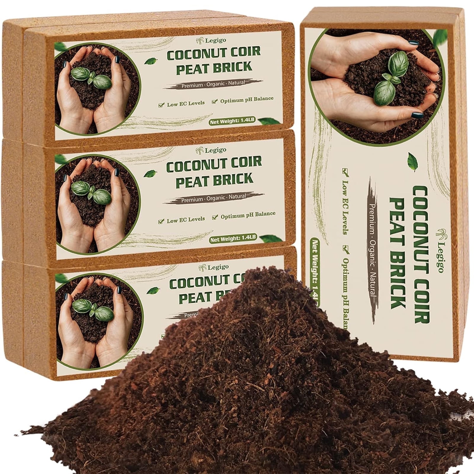Legigo 8 Pack Premium Coco Coir Brick for Plants- 100% Organic ...