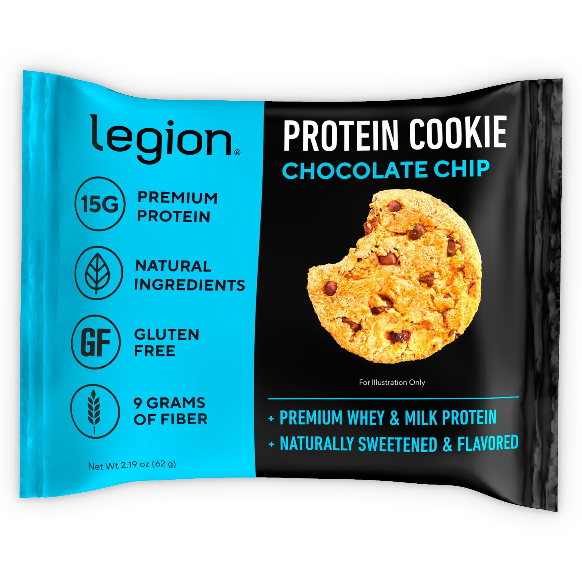 Legion Chocolate Chip Protein Cookies HYZ01 - High Protein for Adults with Prebiotic Fiber ...