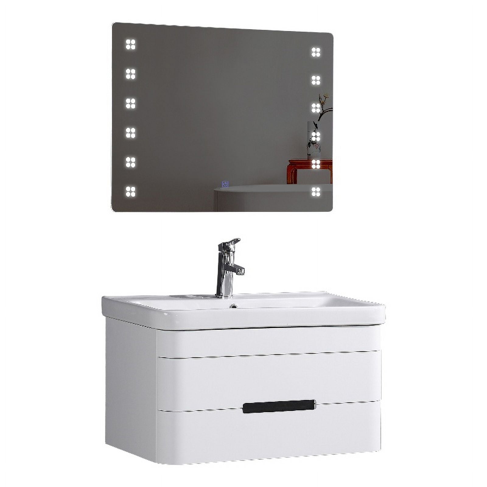 Legion Furniture 32" Plastic Bathroom Vanity with LED Mirror - White ...