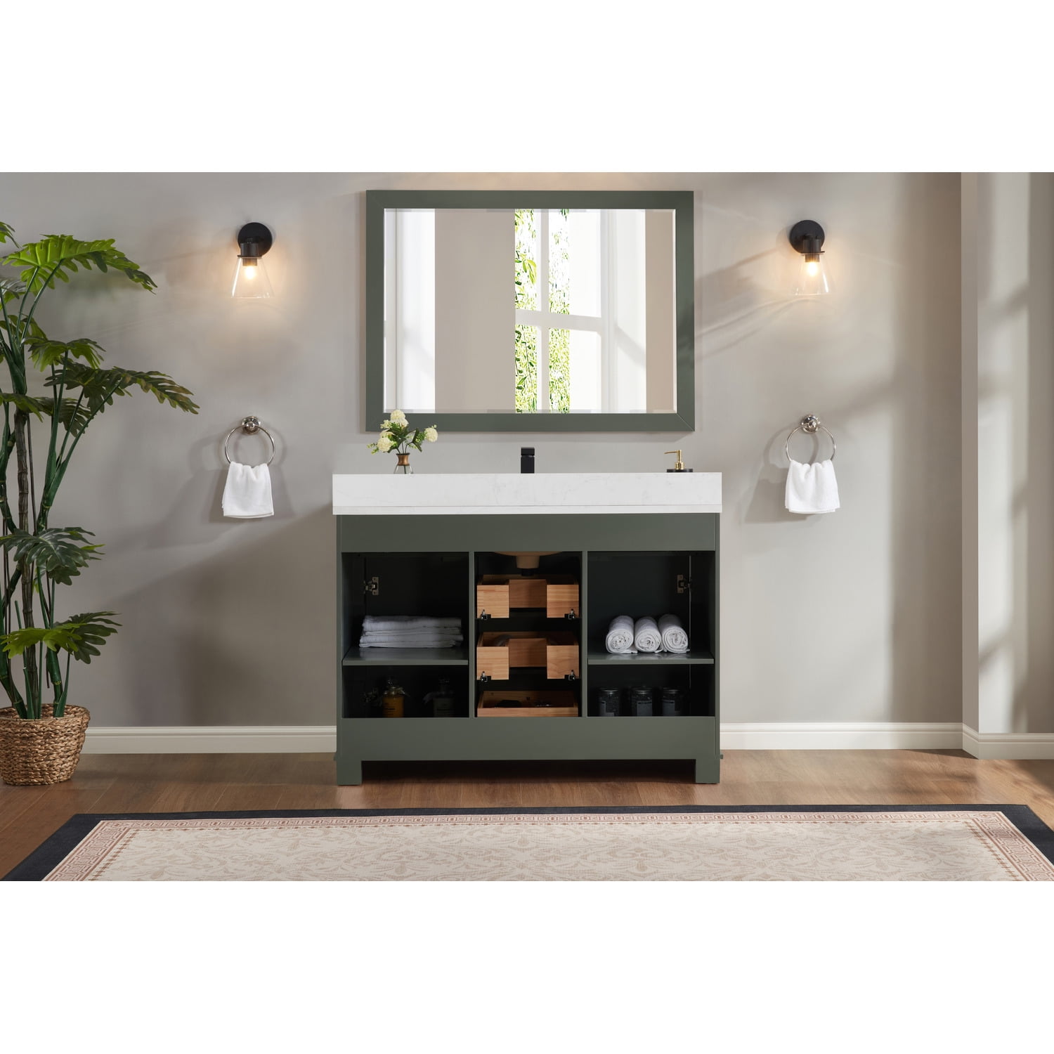 Legion Furniture 48" PEWTER GREEN FINISH SOLID WOOD SINK VANITY WITH 1 ...