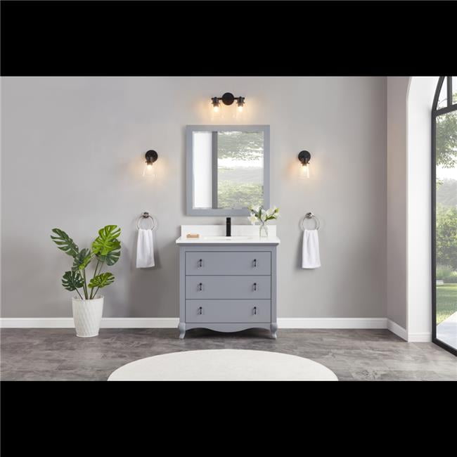 Legion Furniture WS2512-36-CD 36 in. Cadet Finish Solid Wood Sink Vanity, 1 ft. Artificial Stone ...