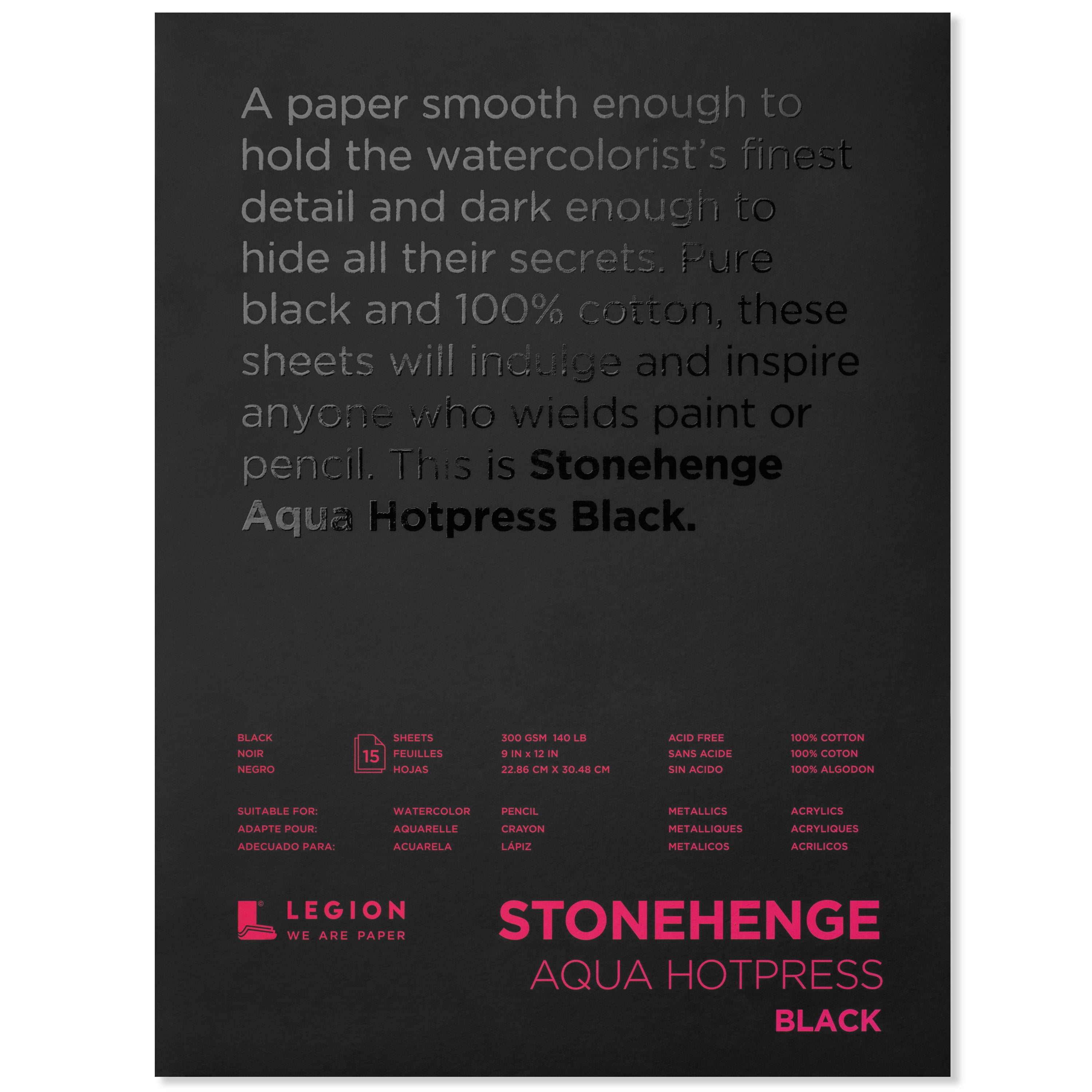 Legion Paper Stonehenge Aqua Black Watercolor Pads, Hot-Press, 9" x 12 ...