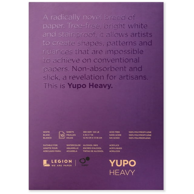 Legion Paper Yupo Heavy Watercolor Pad, 10 Sheets, 5in x 7in - Walmart.com