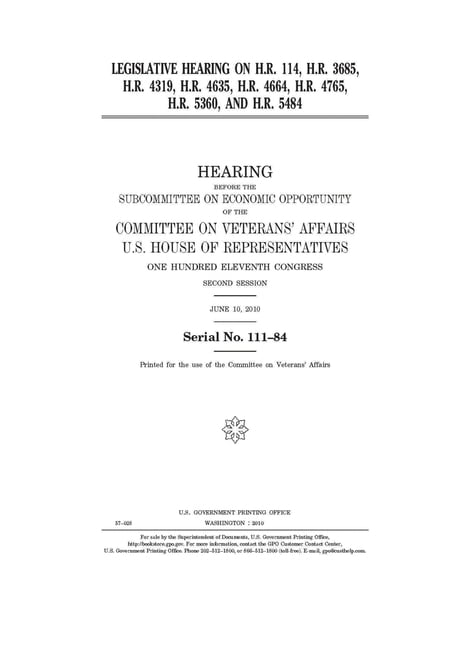 Legislative hearing on H.R. 114, H.R. 3685, H.R. 4319, H.R. 4635, H.R ...