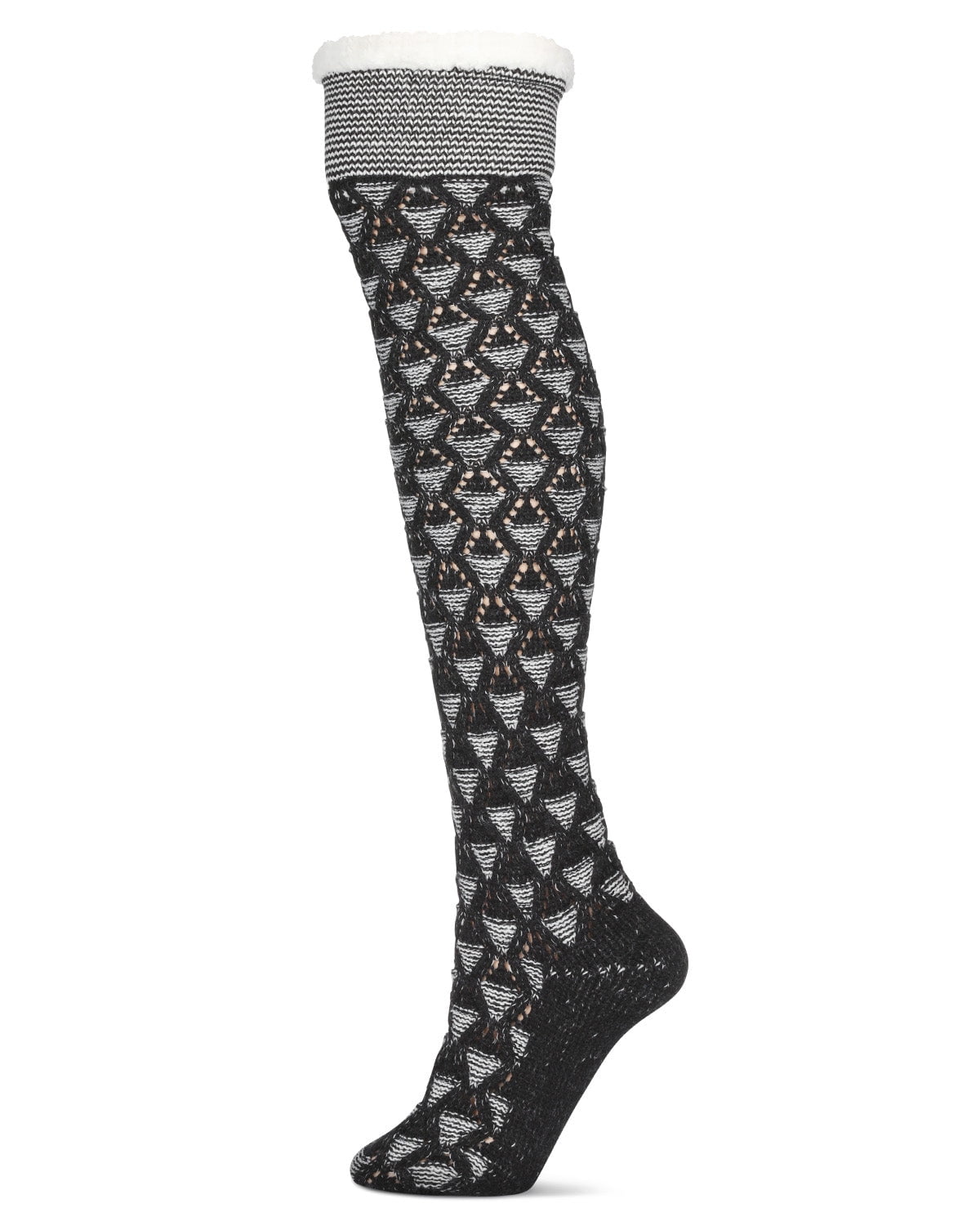 Legmogue Women's Mini Diamond Sherpa Lined Knee Length Lounge Sock ...