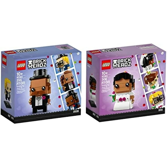 LEGO BrickHeadz Wedding Bride 40383 & Groom 40384 Set with Flowers for ...