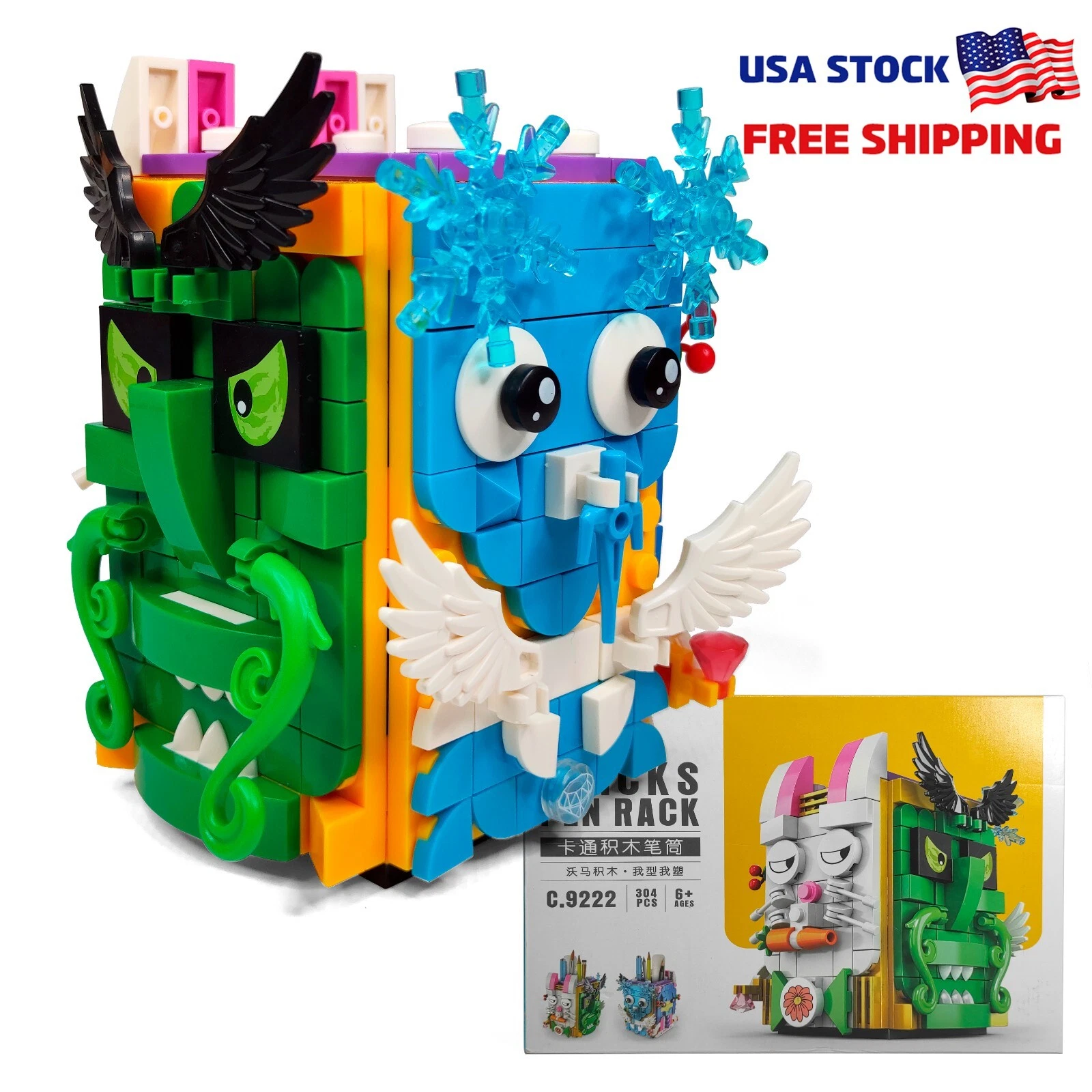 Lego Compatible 4 Faces Pen Rack Holder Bricks Building Blocks Set [304 ...