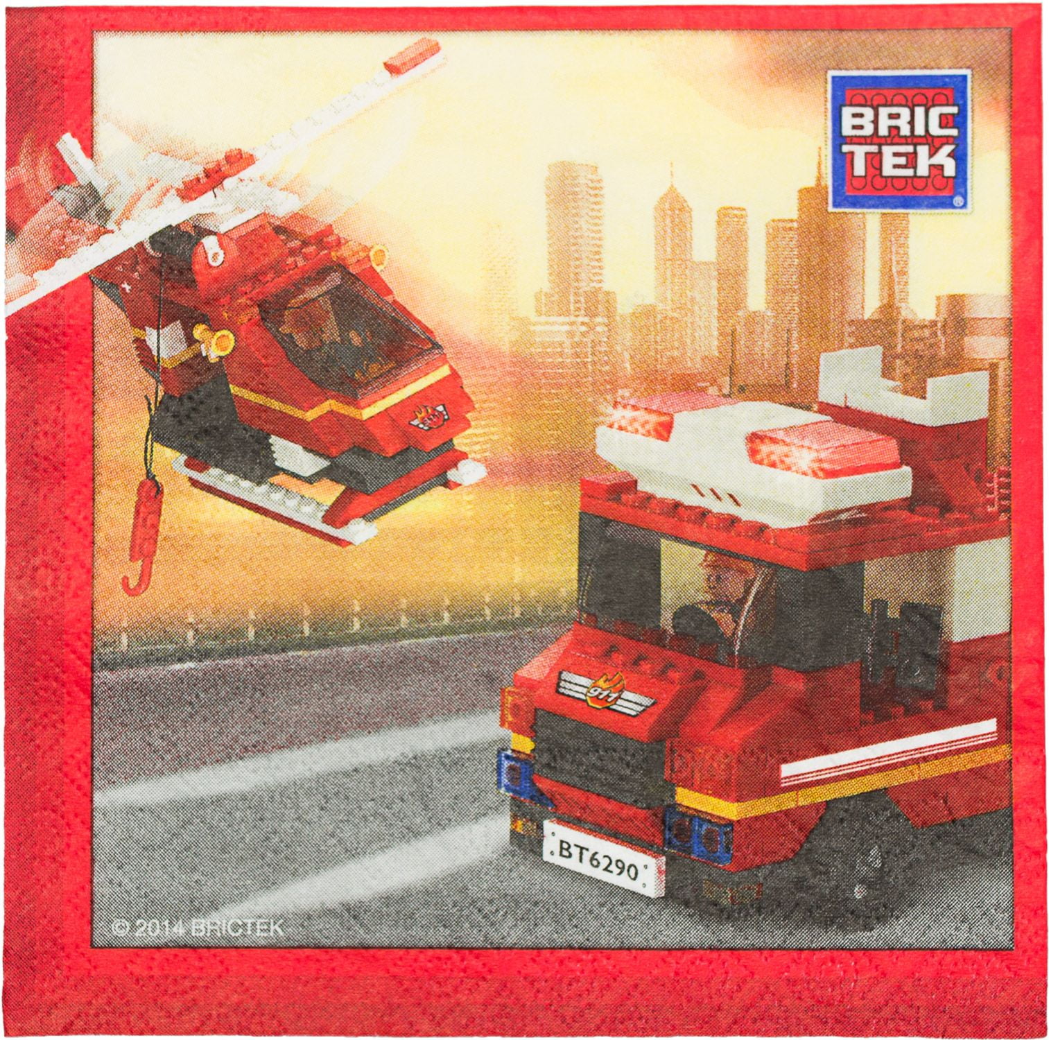 Lego Compatible Bric Tek Firefighter Luncheon Napkins (16 Pack) - Party ...