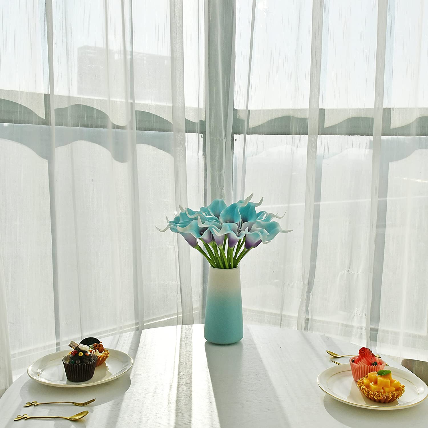 Lego Flowers 20pcs Purple in Blue Flowers Artificial Calla Lily Silk ...