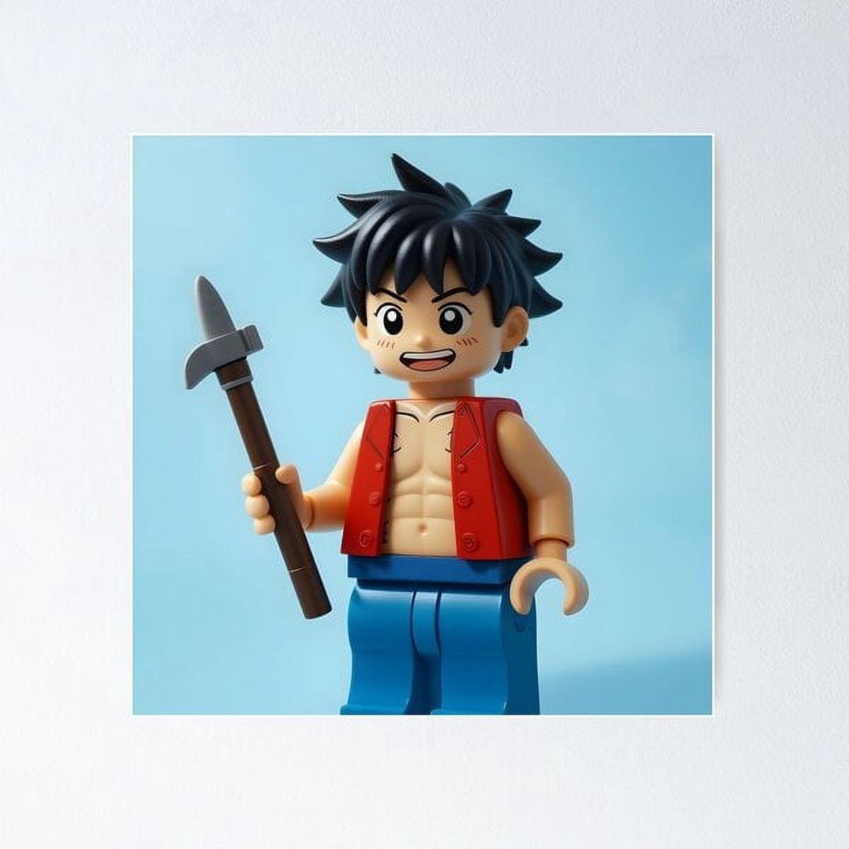 Lego Luffy, The Pirate King In Bricks,One Piece Poster Wall Art, Modern ...