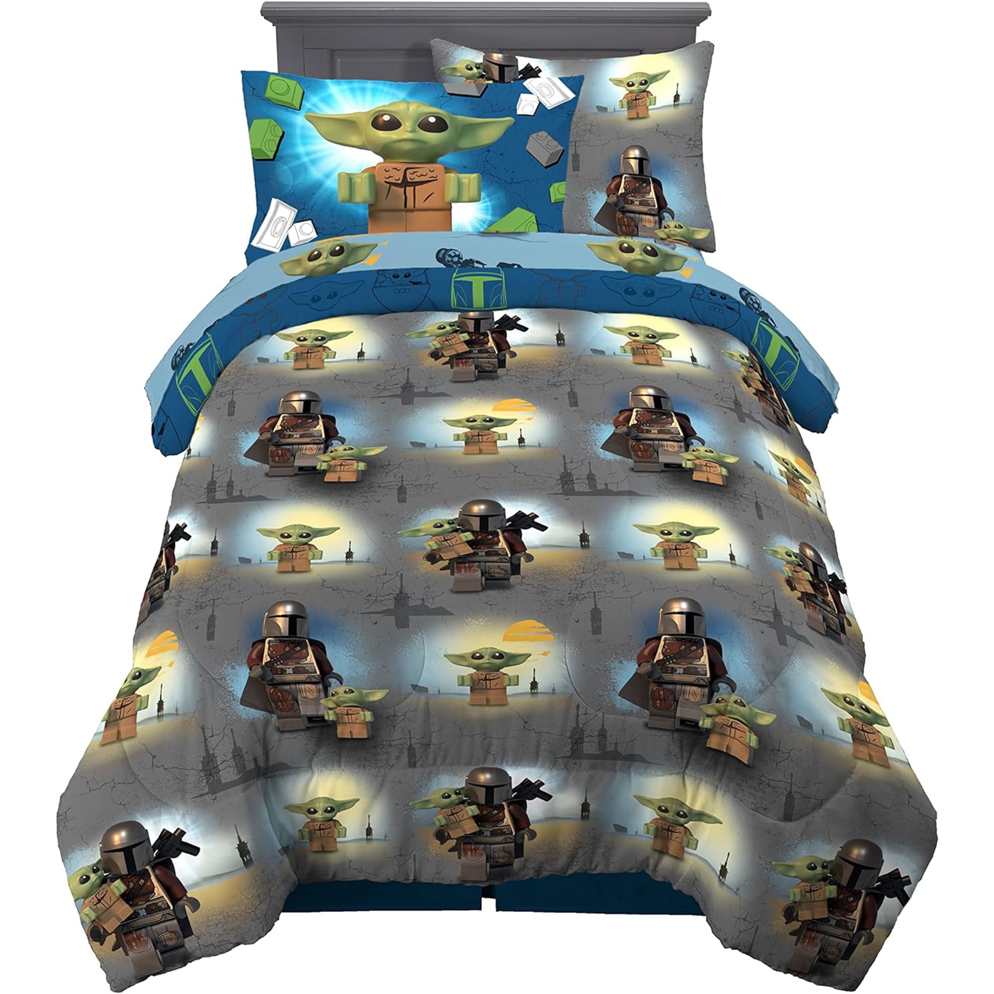 Lego Mandalorian Twin Size Bedding Set, 5 Piece Super Soft Comforter ...