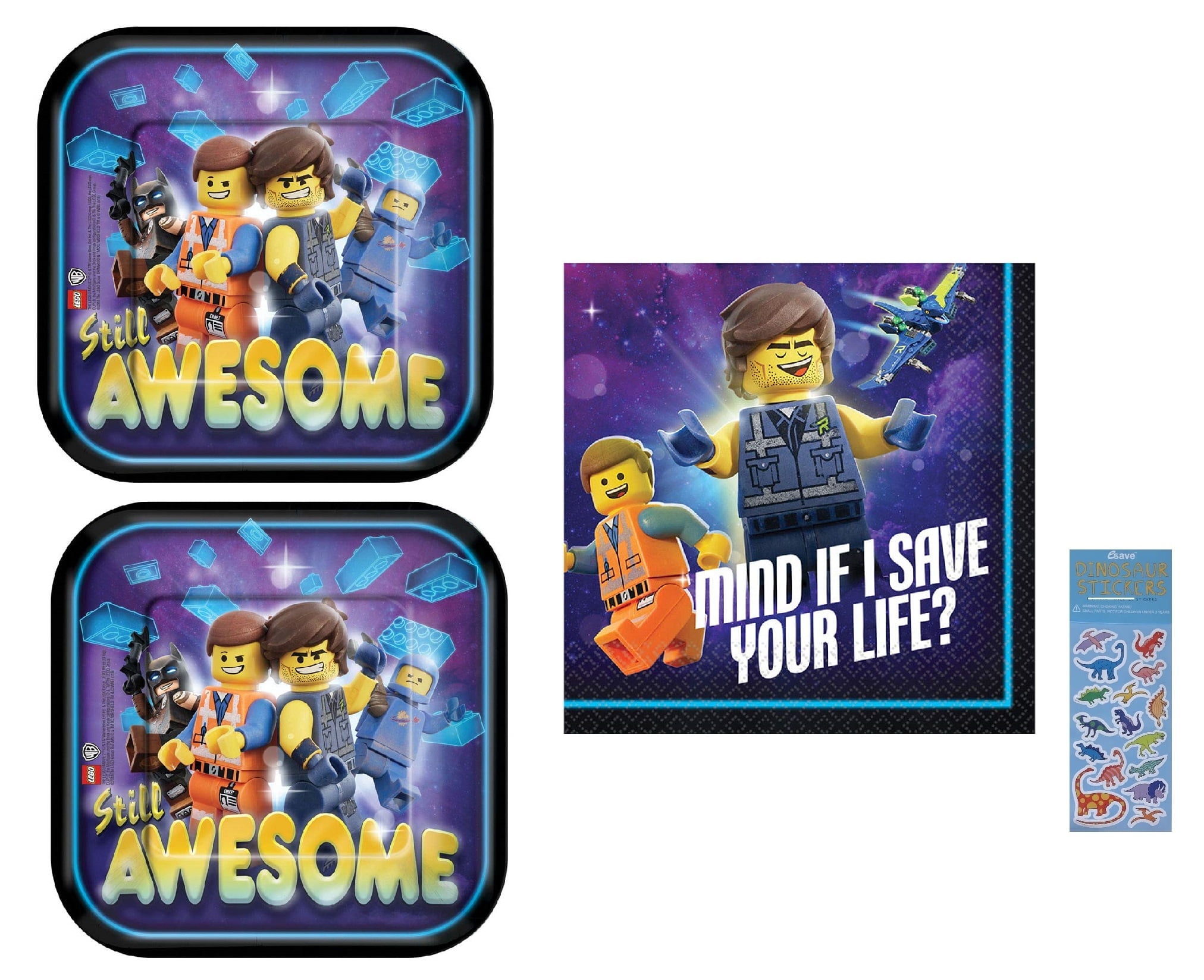 Lego Movie Birthday Party Supplies Bundle includes 16 Paper Plates 7 ...