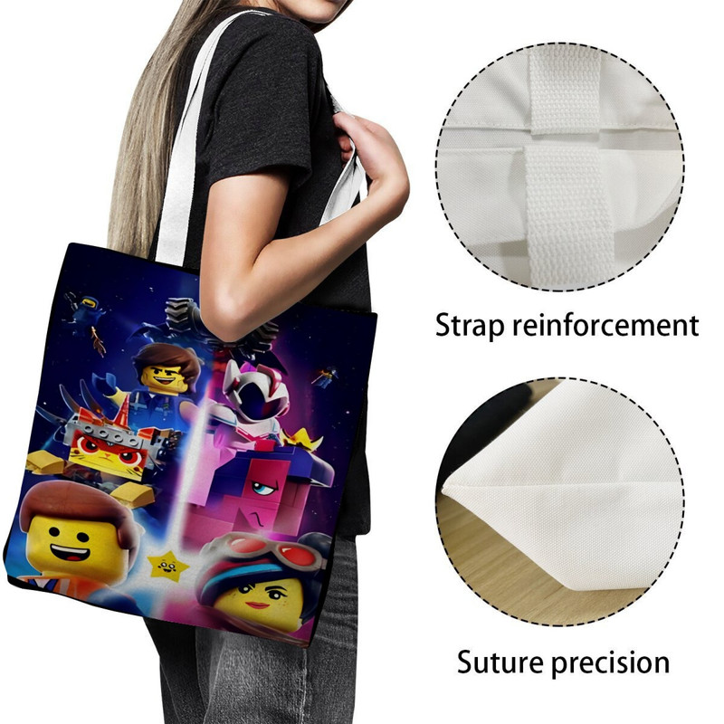 The Lego Movie canvas Tote Bag for Women Aesthetic Cute Cat Shopping ...
