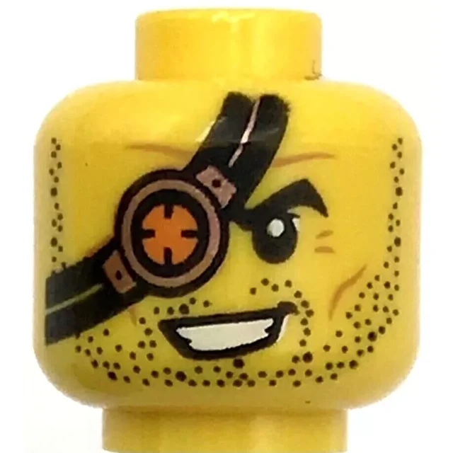 Lego New Yellow Minifigure Head Beard Stubble Black Eyepatch Piece