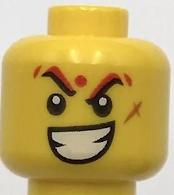 Lego New Yellow Minifigure Head Dual Sided Sunglasses Dot Scar Lopsided ...