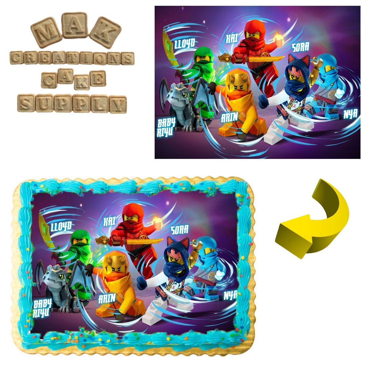 Lego Ninjago Crew 1/4 Sheet Cake topper - Can also be used on a 1/2 ...