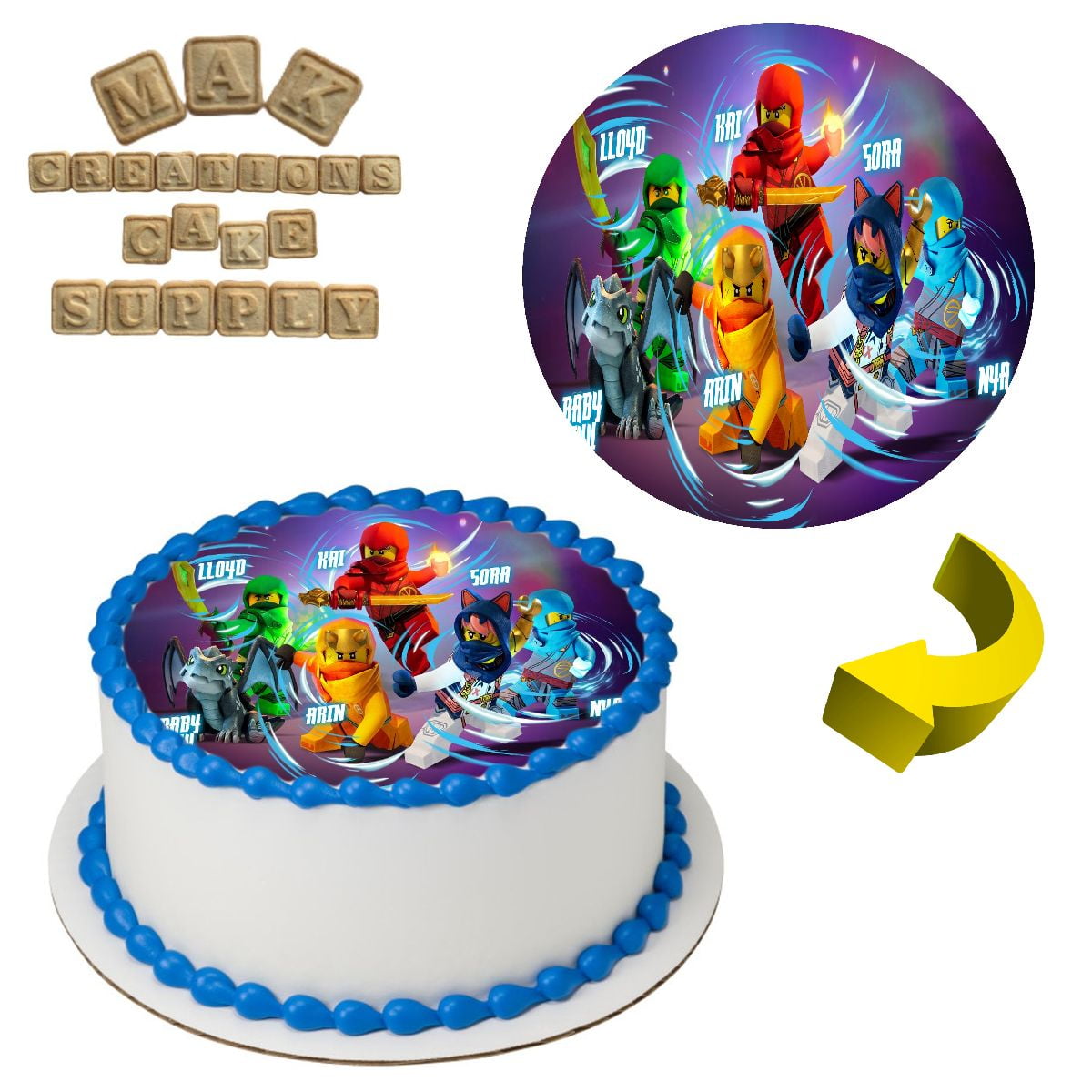 Lego Ninjago Crew 8" Round Edible Cake Topper ~ Can be used on 8", 9 ...