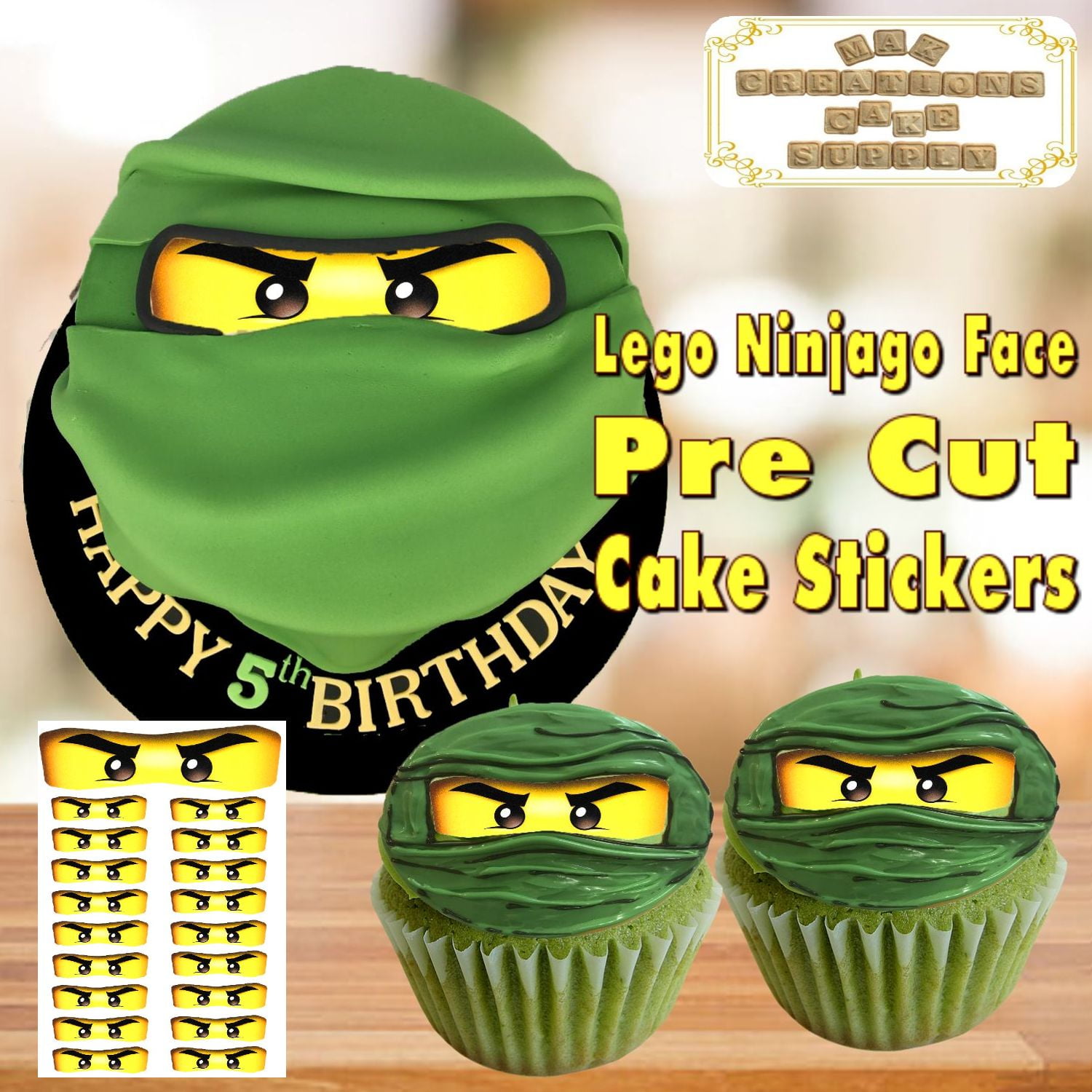 Lego Ninjago Face Character Edible Stickers Small ~ Great for a 8 ...