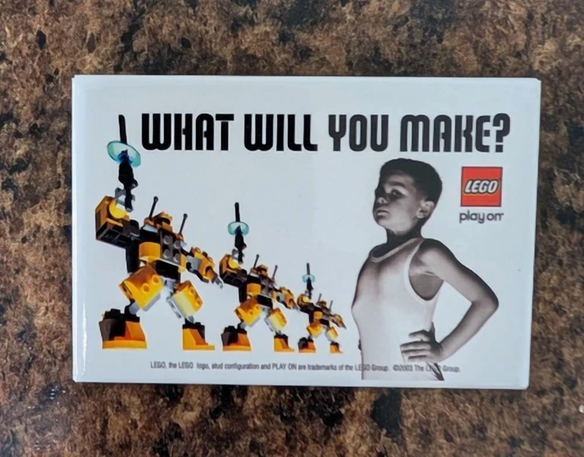 Lego What Will You Make? Advertising Pin Bade Vintage Rare Clothes Gear ...