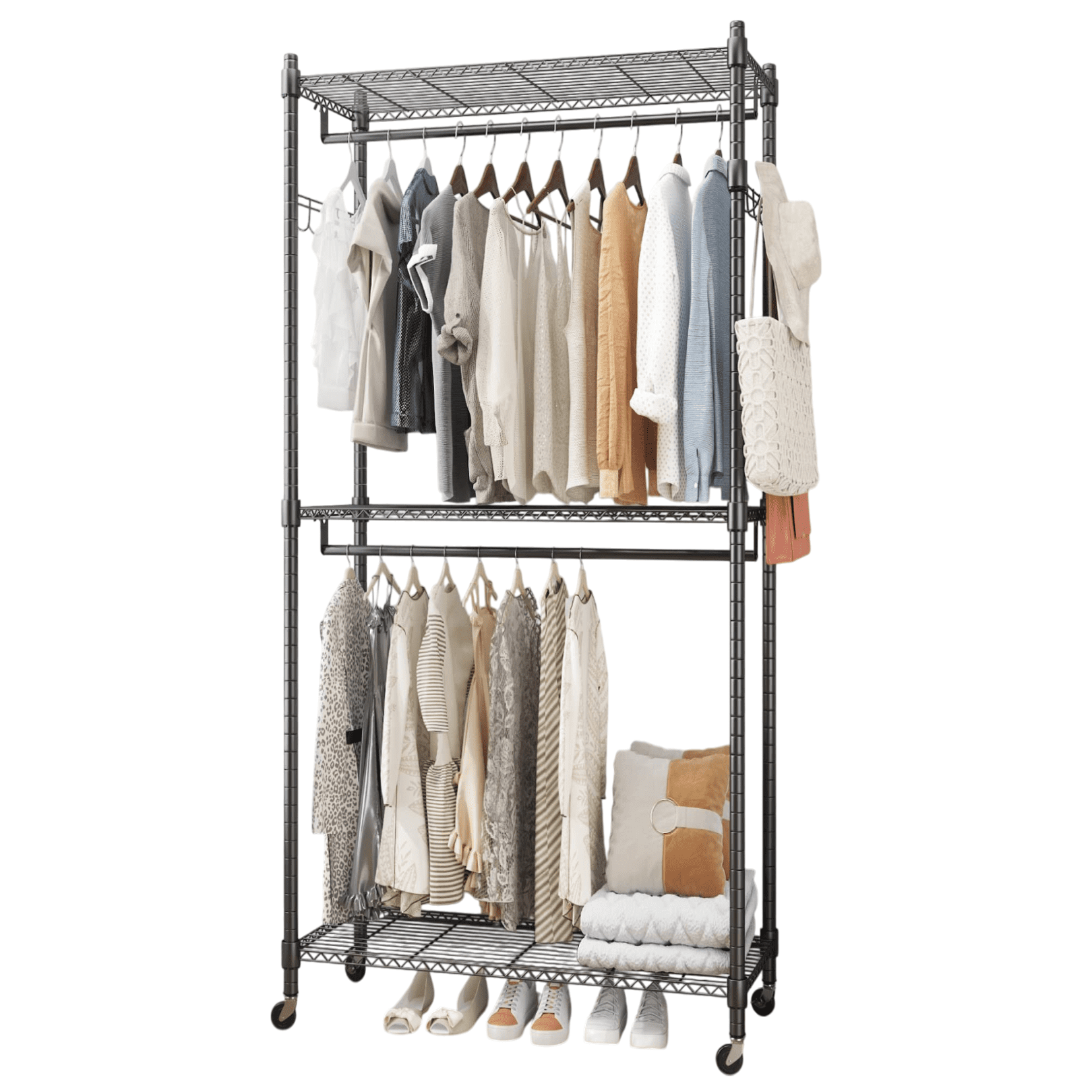 Legooin 3-Tier Heavy Duty Metal Clothes Rack, Adjustable Garment Rack ...