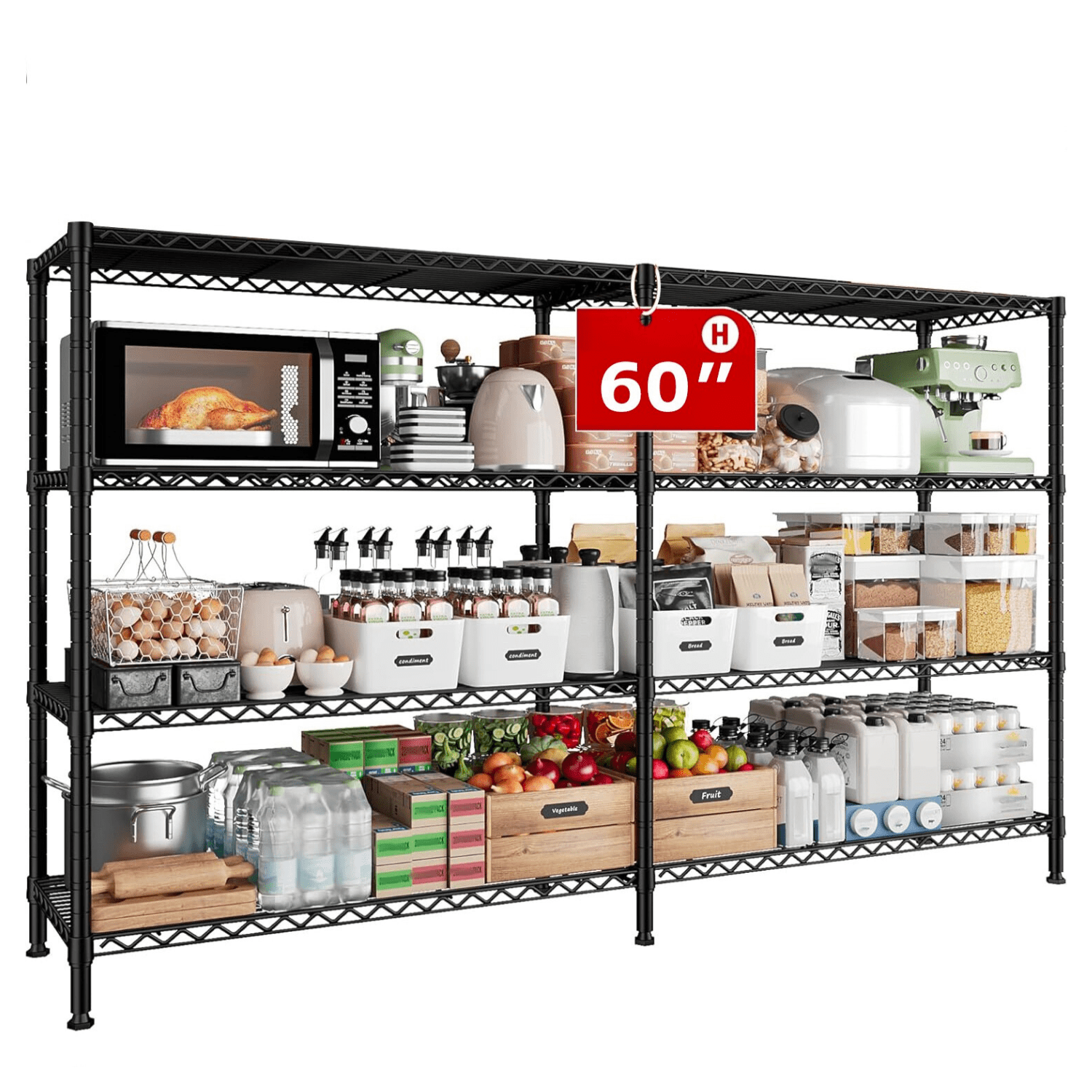 Legooin 4-Tier Heavy-Duty Extra-wide Metal Shelving Unit for Home ...
