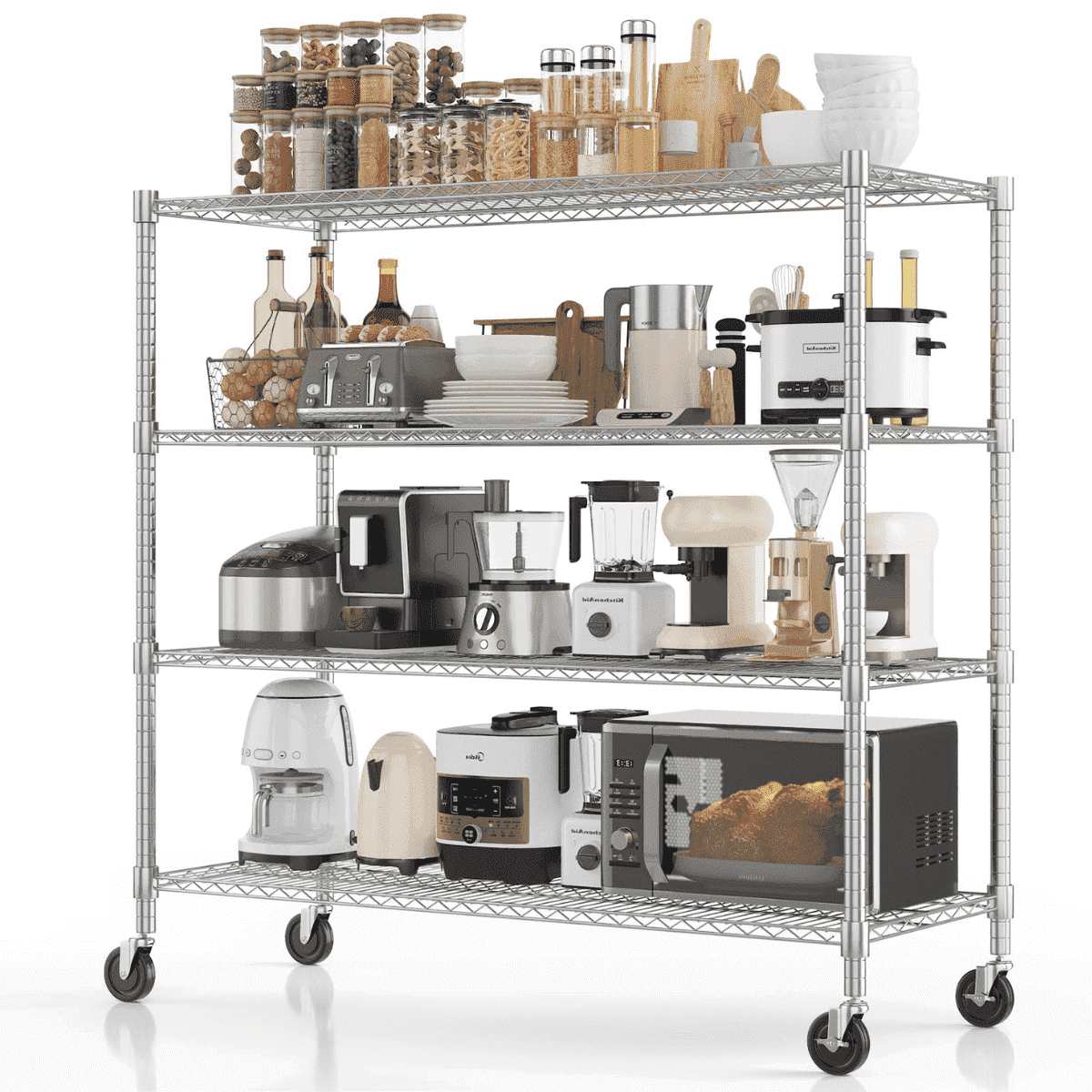 Legooin 48"W x 18"D x72"H Heavy Duty Steel Shelving Unit Rolling ...